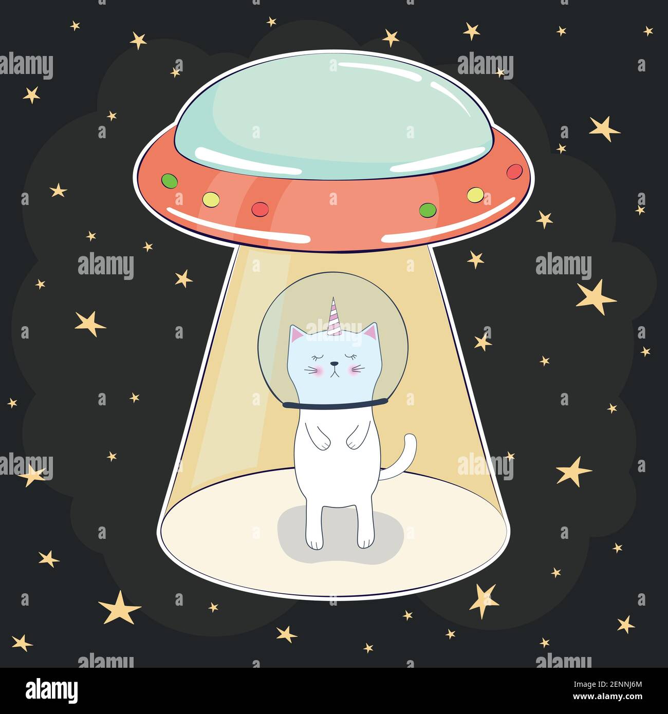Poster cartoon, ufo kidnap of cat baby Stock Vector Image & Art - Alamy