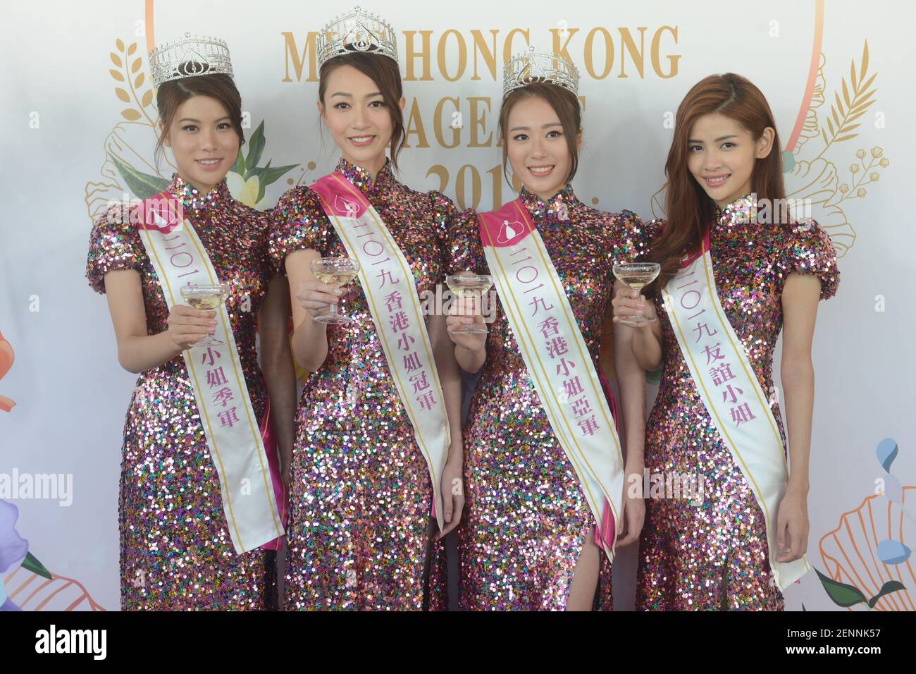 (From left) Second runner-up Kelly Gu, winner Carmaney Wong, first ...