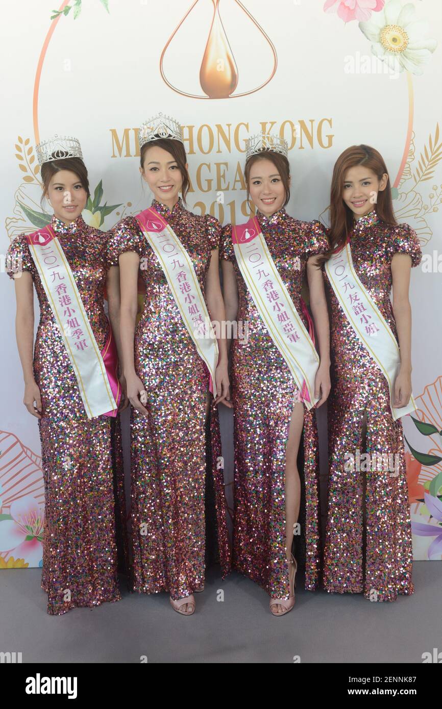 (From left) Second runner-up Kelly Gu, winner Carmaney Wong, first ...