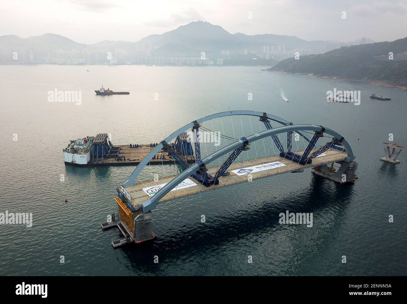 Hong Kong. 26th Feb, 2021. Aerial photo taken on Feb. 26, 2021 shows ...