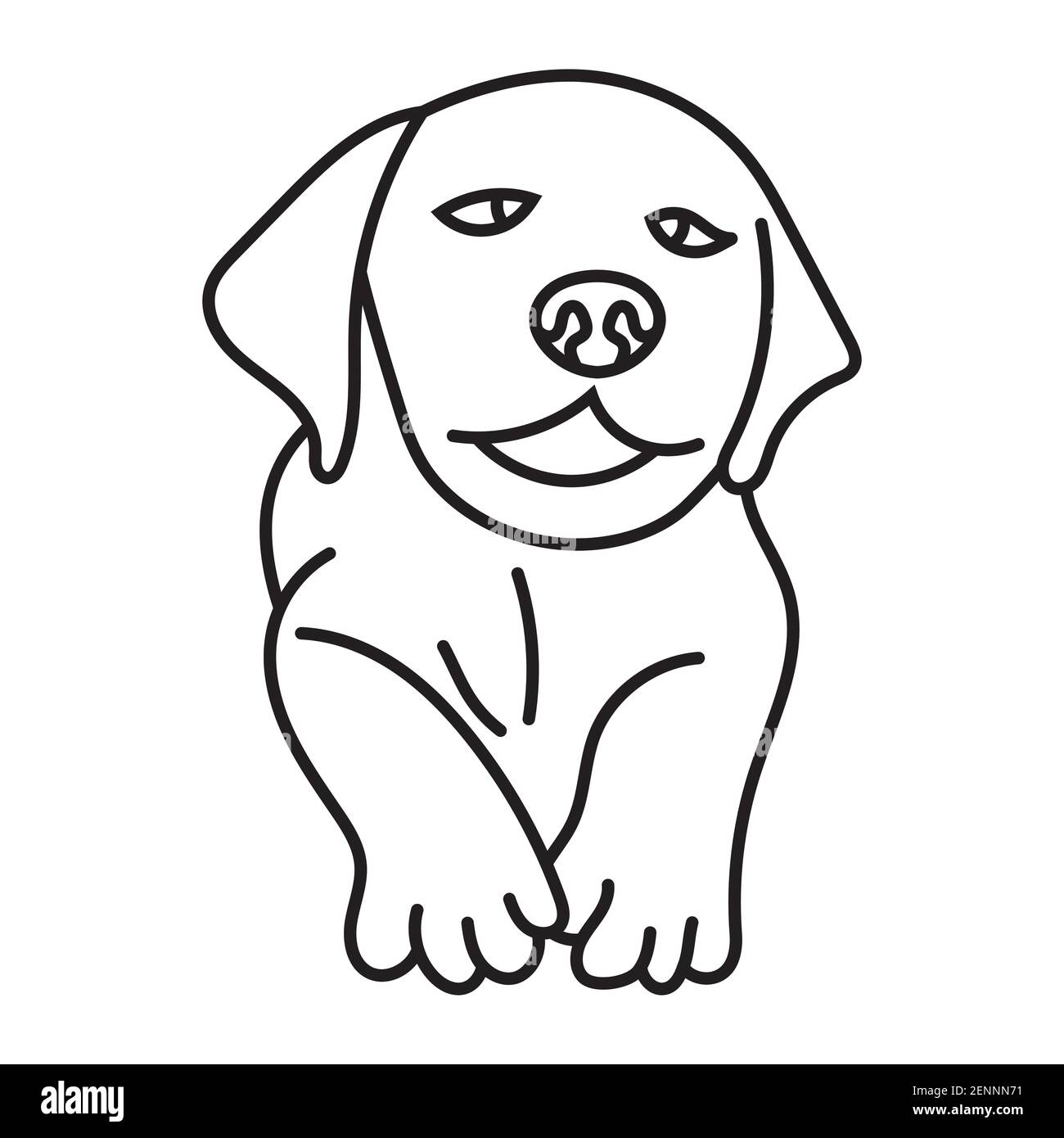 Puppy dogs or puppies line art vector icon for apps or websites Stock ...
