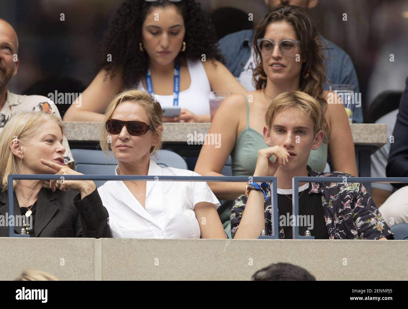 Uma Thurman, Levon Hawke attend US Open Championships mens final ...