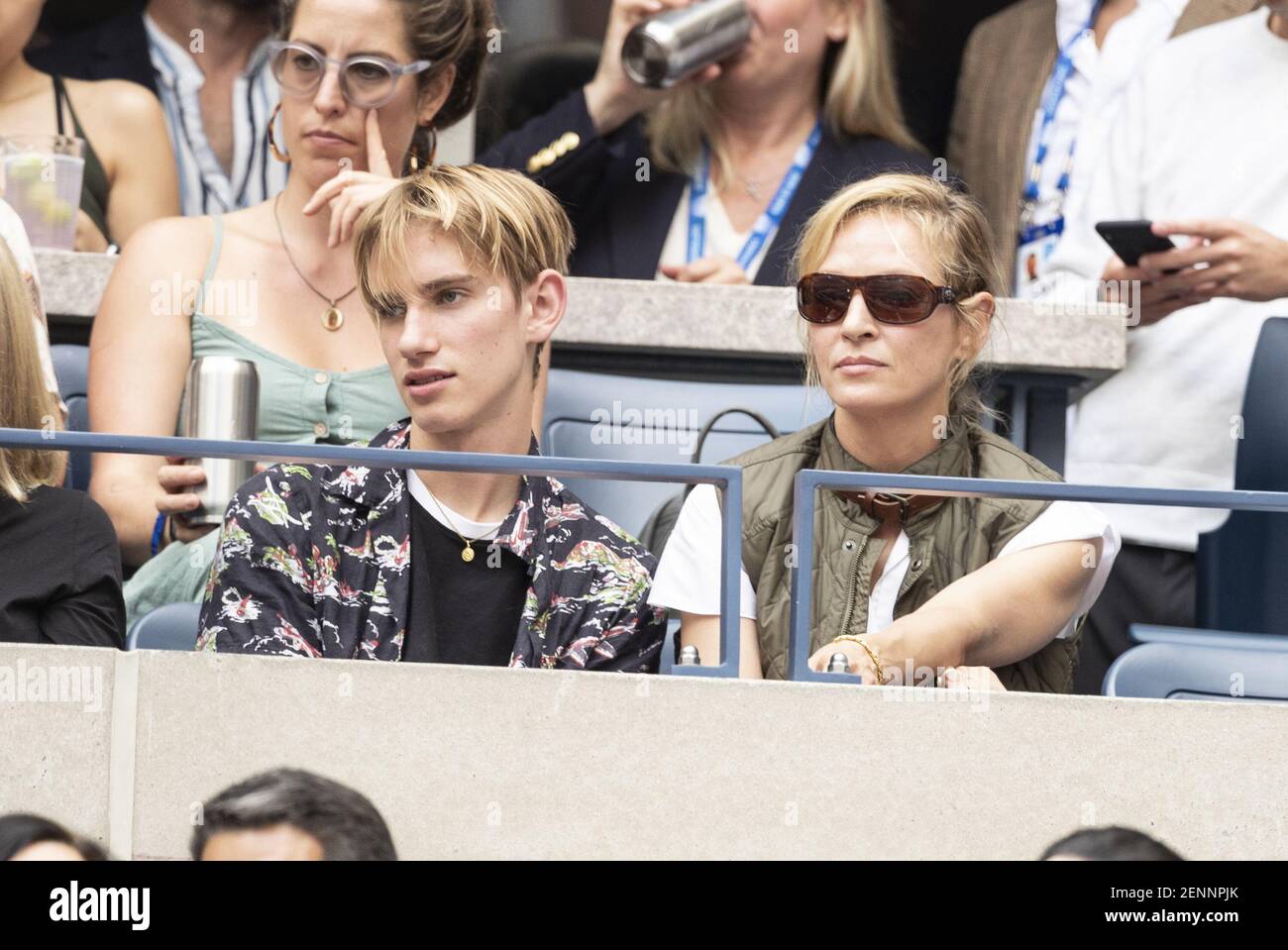Uma Thurman, Levon Hawke attend US Open Championships mens final ...