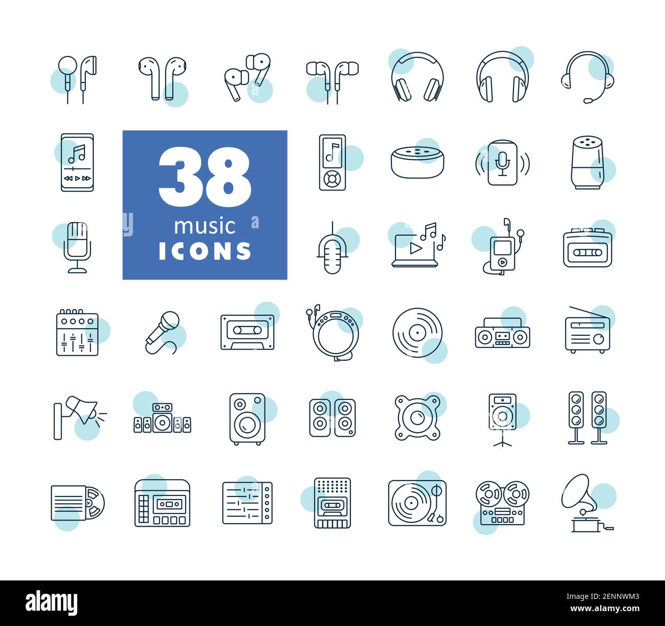 Multimedia devices and symbols icons set. Graph symbol for music and ...