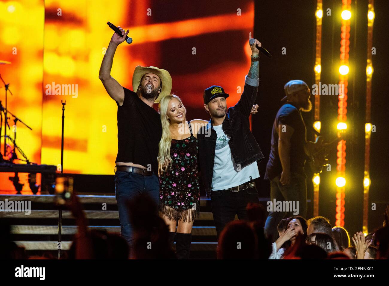 Dean Brody, Mackenzie Porter and Dallas Smith during the 2019 Canadian ...