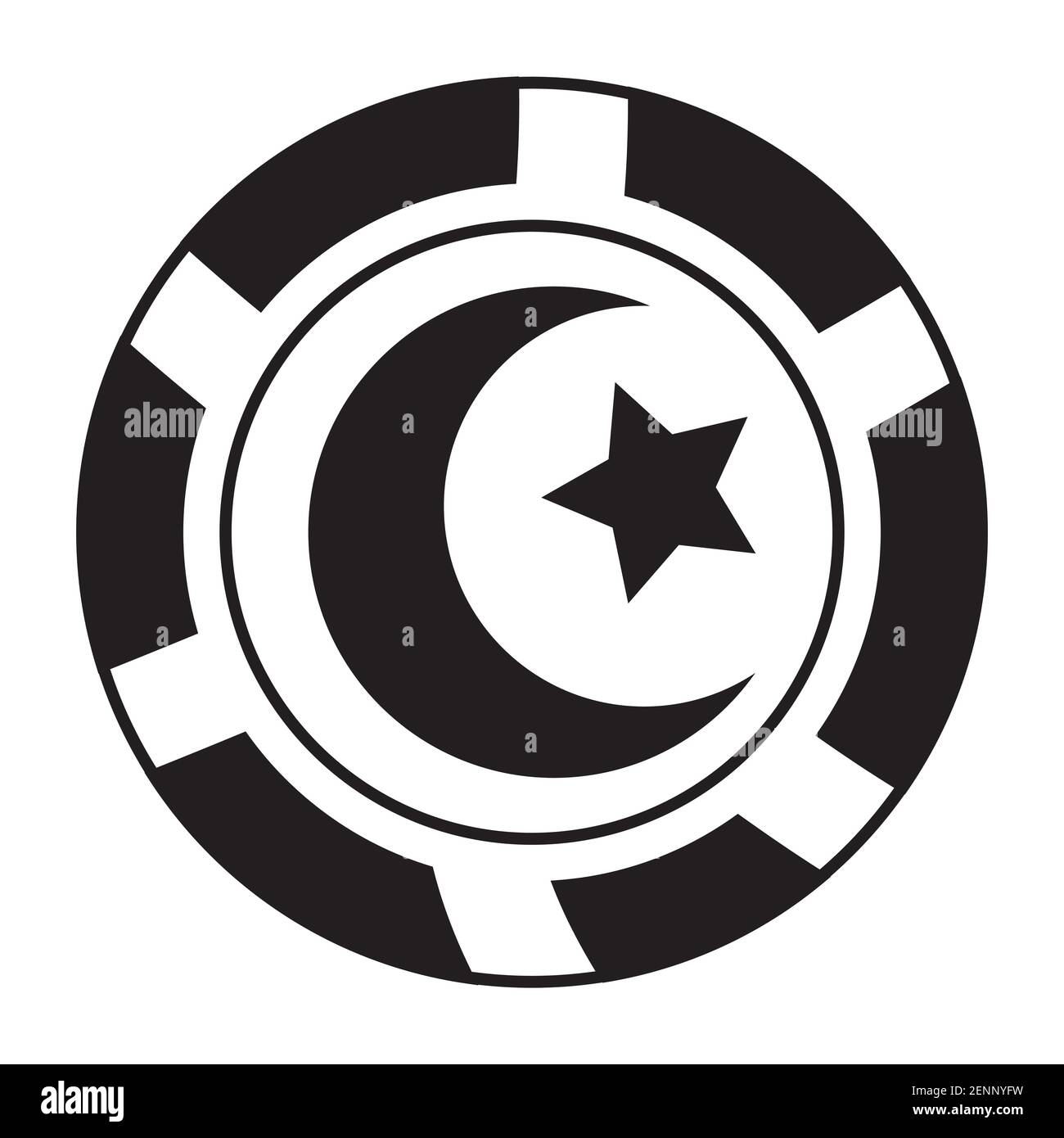 Symbol of Islam the crescent moon and star flat icon for apps and ...