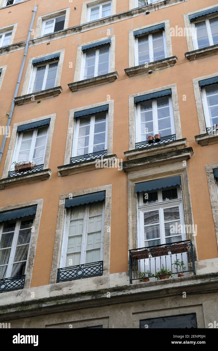 Apartment windows and balconies Stock Photo - Alamy