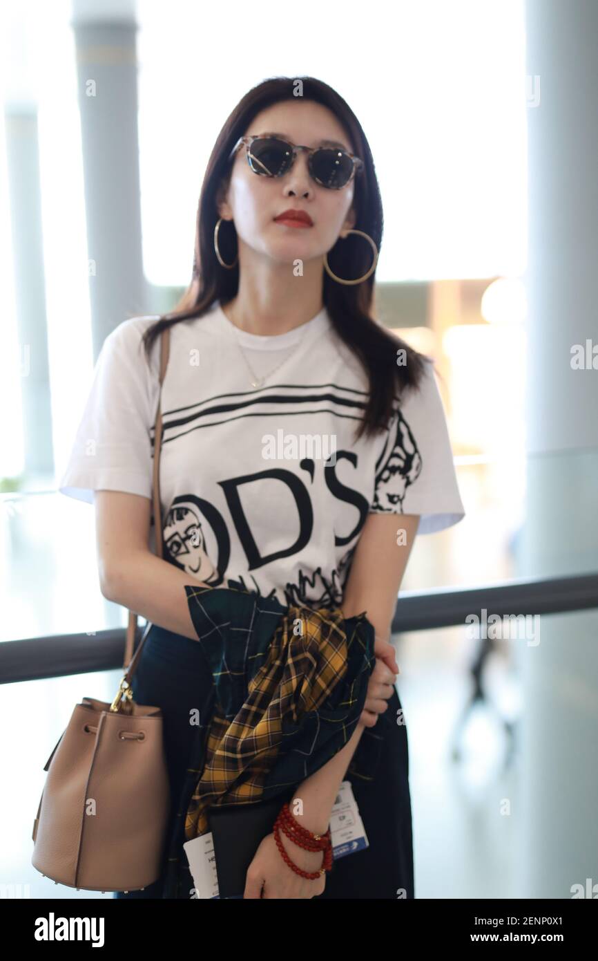 Chinese actress Jiang Shuying arrives at the Shanghai Pudong ...