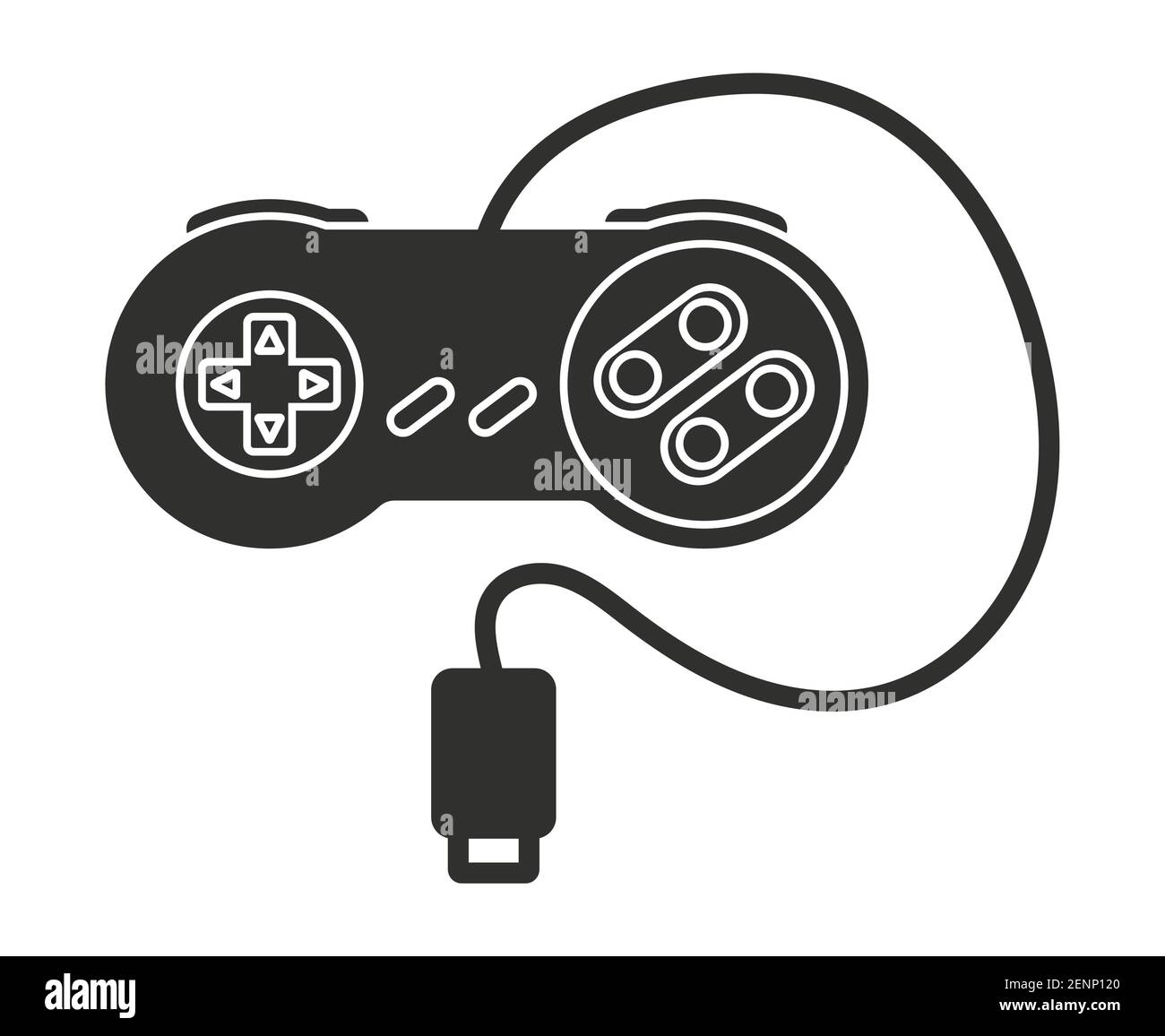Retro video game controller or classical joystick with usb cable flat ...