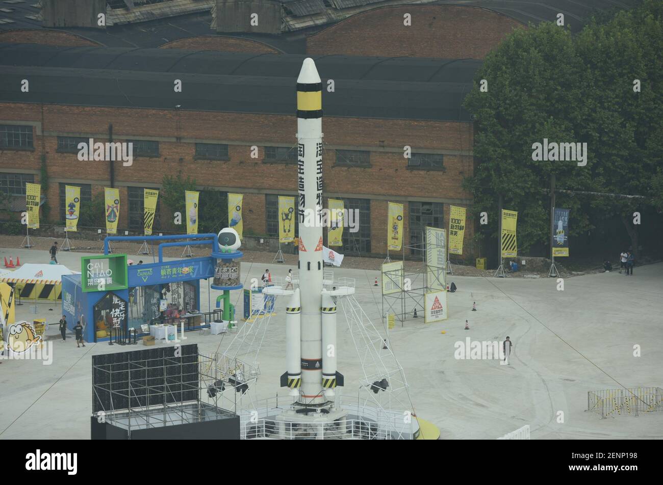 People visit the carrier rocket-themed restaurant, part of the upcoming ...
