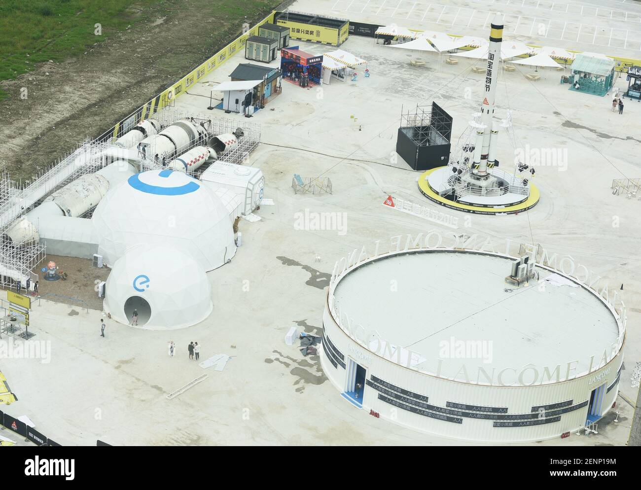 People visit the carrier rocket-themed restaurant, part of the upcoming ...
