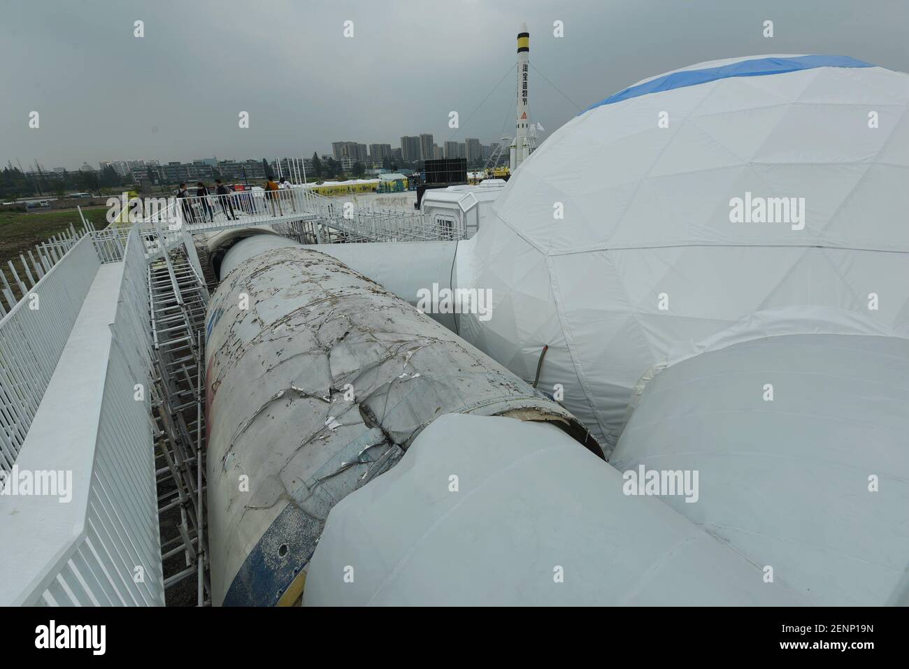 People visit the carrier rocket-themed restaurant, part of the upcoming ...