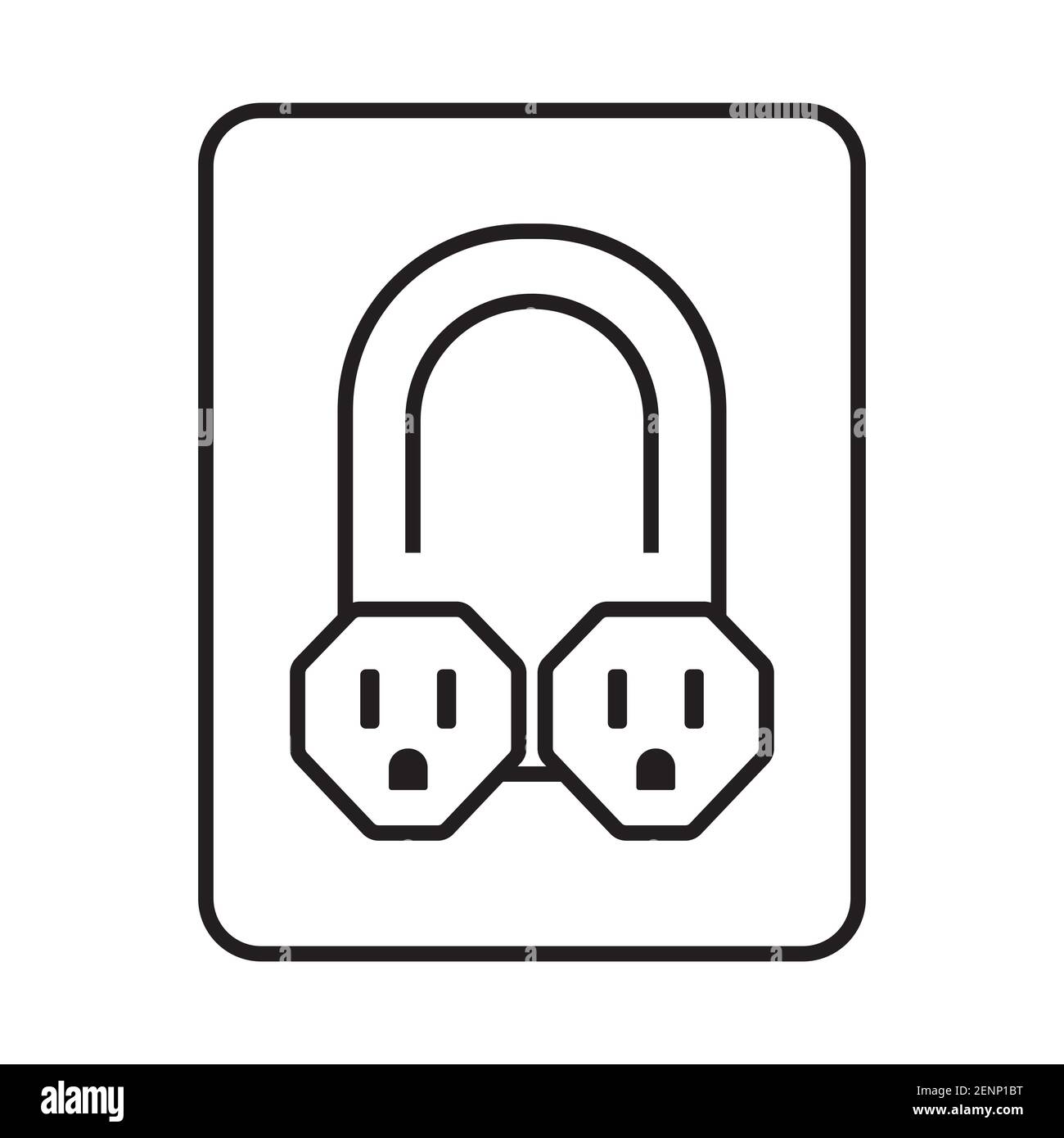Nema 5-15 grounded power outlet line art vector icon for apps or ...