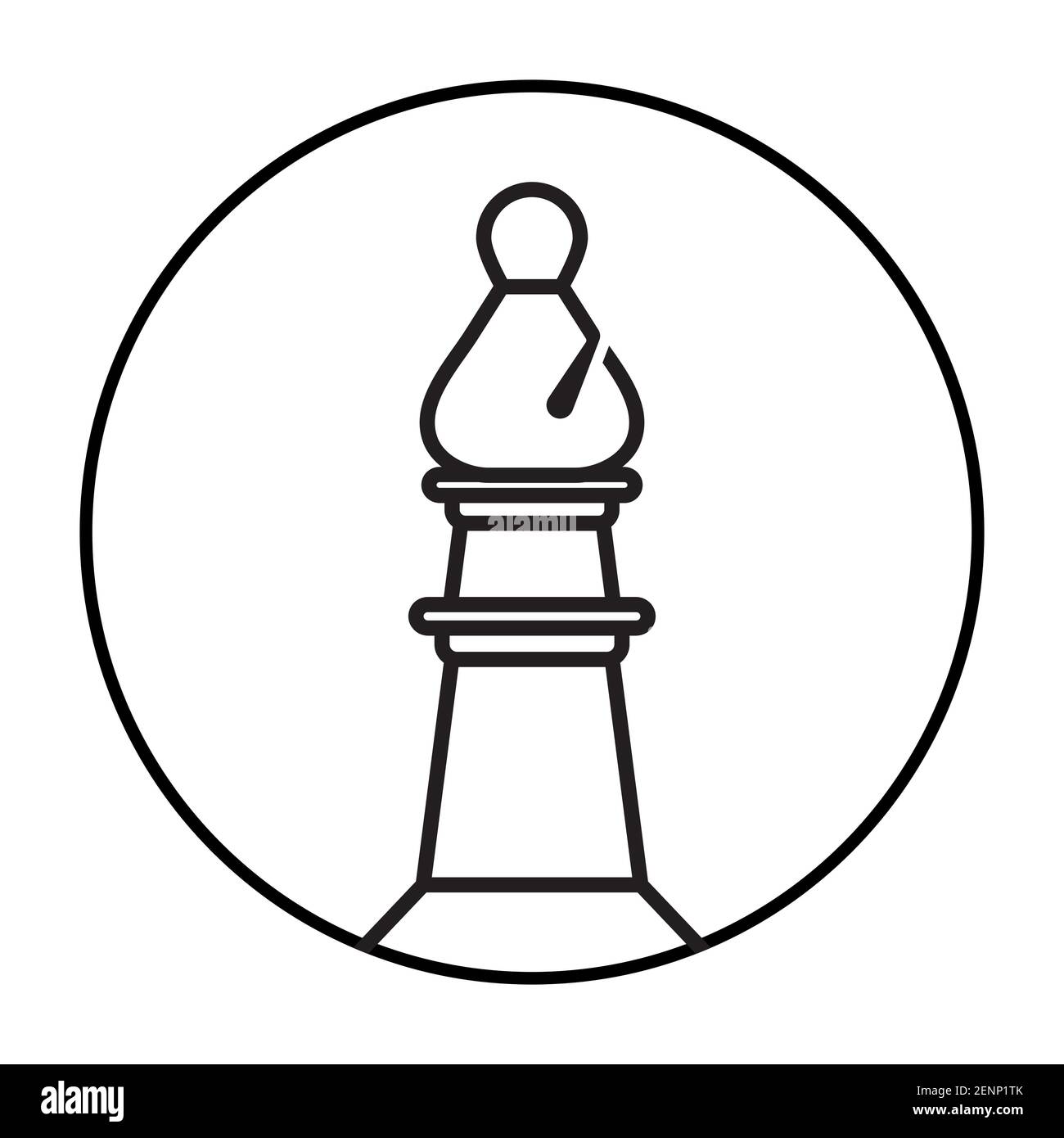 Rounded a bishop chess piece line art icon for apps or website Stock ...
