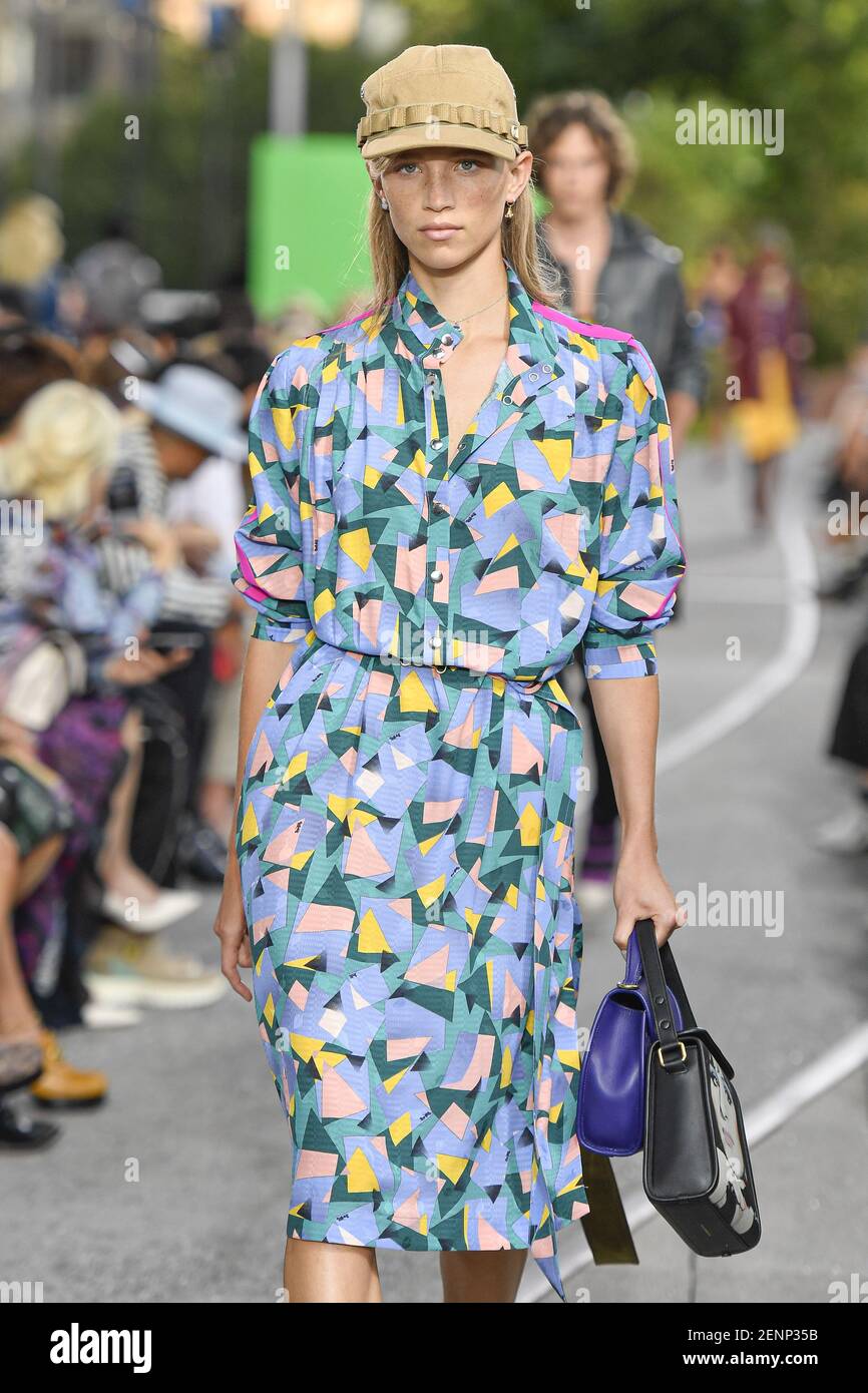 Rebecca Leigh Longendyke walking on the runway Coach Fashion Show ...
