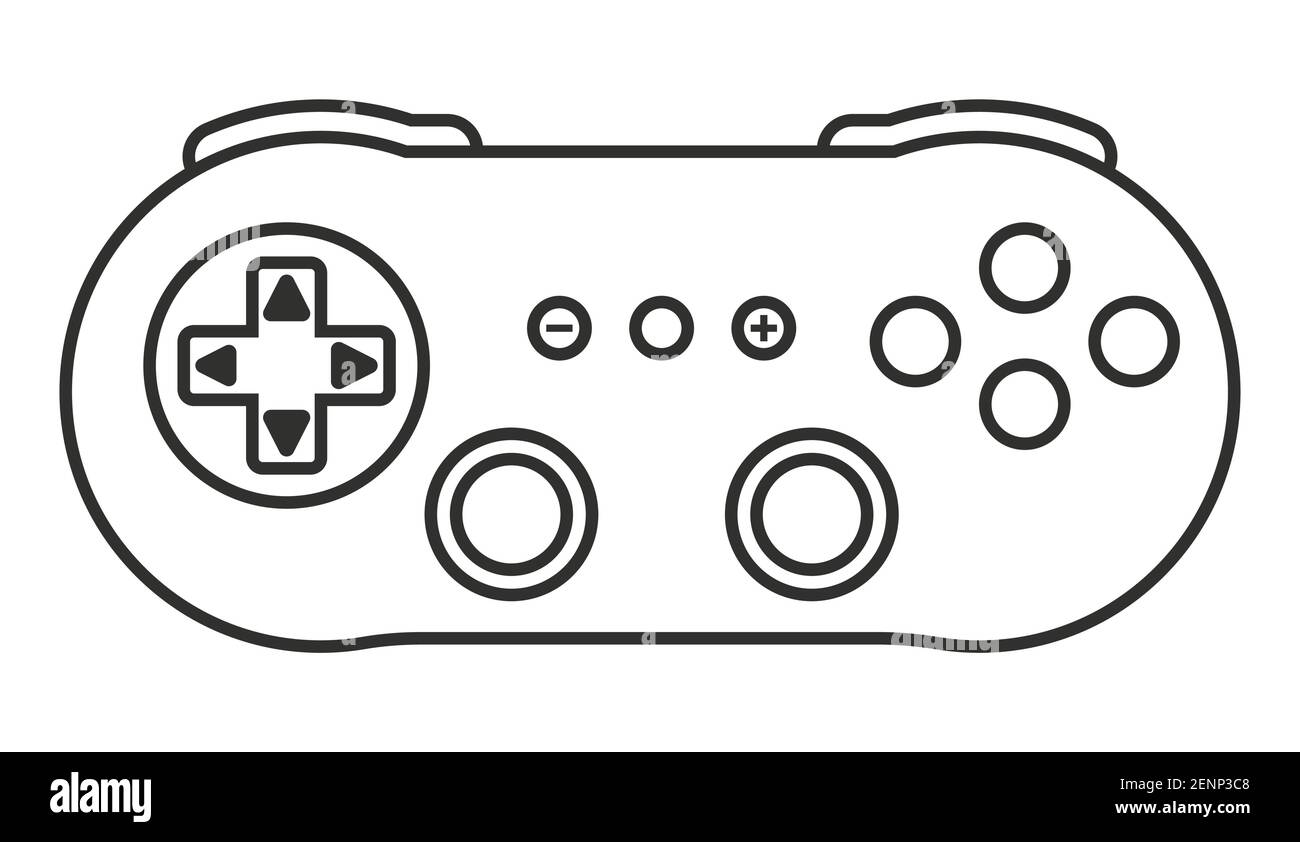 Classic video game controller or classical joystick line art icon for ...