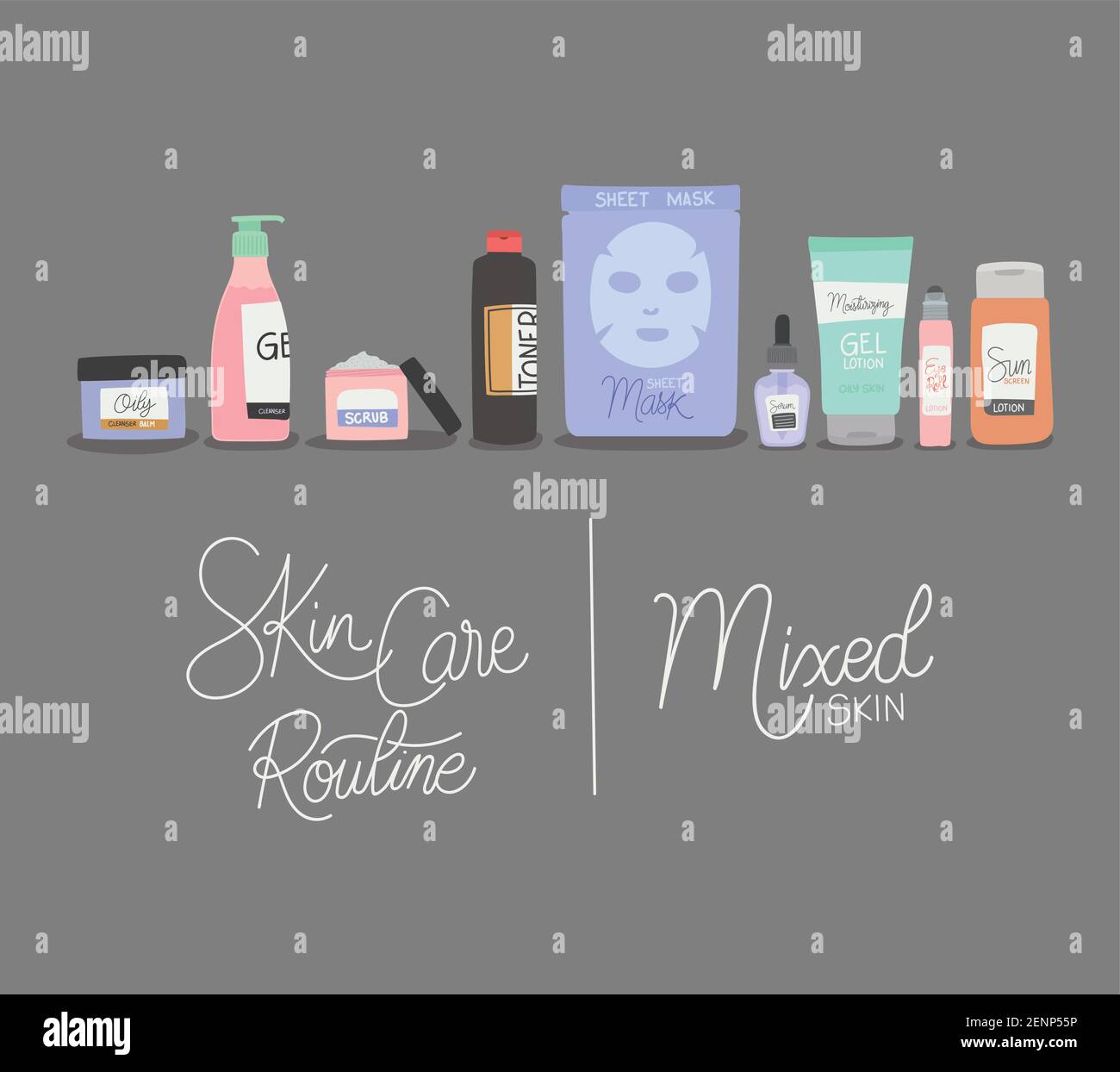 skin care rutine and mixed skin lettering Stock Vector Image & Art - Alamy