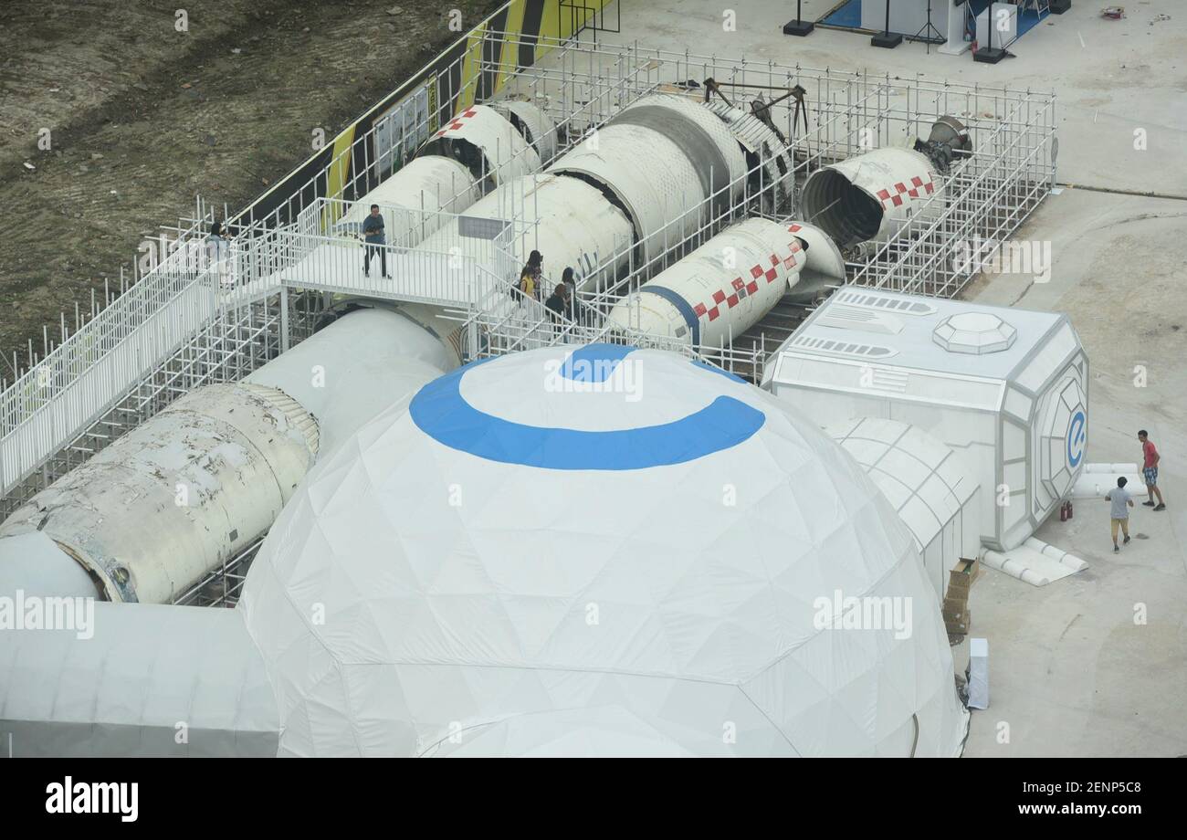 Zhejiang,CHINA-Visitors visit Rocket Restaurant on September 11, 2019 ...