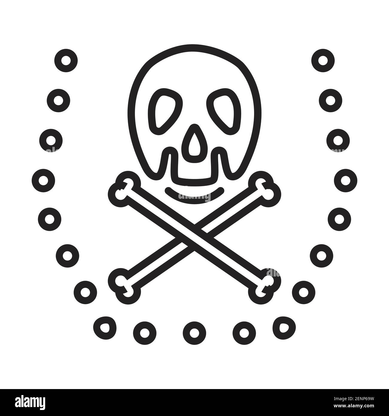 Crossbones / crossed bone or death skull line art icon for apps or ...