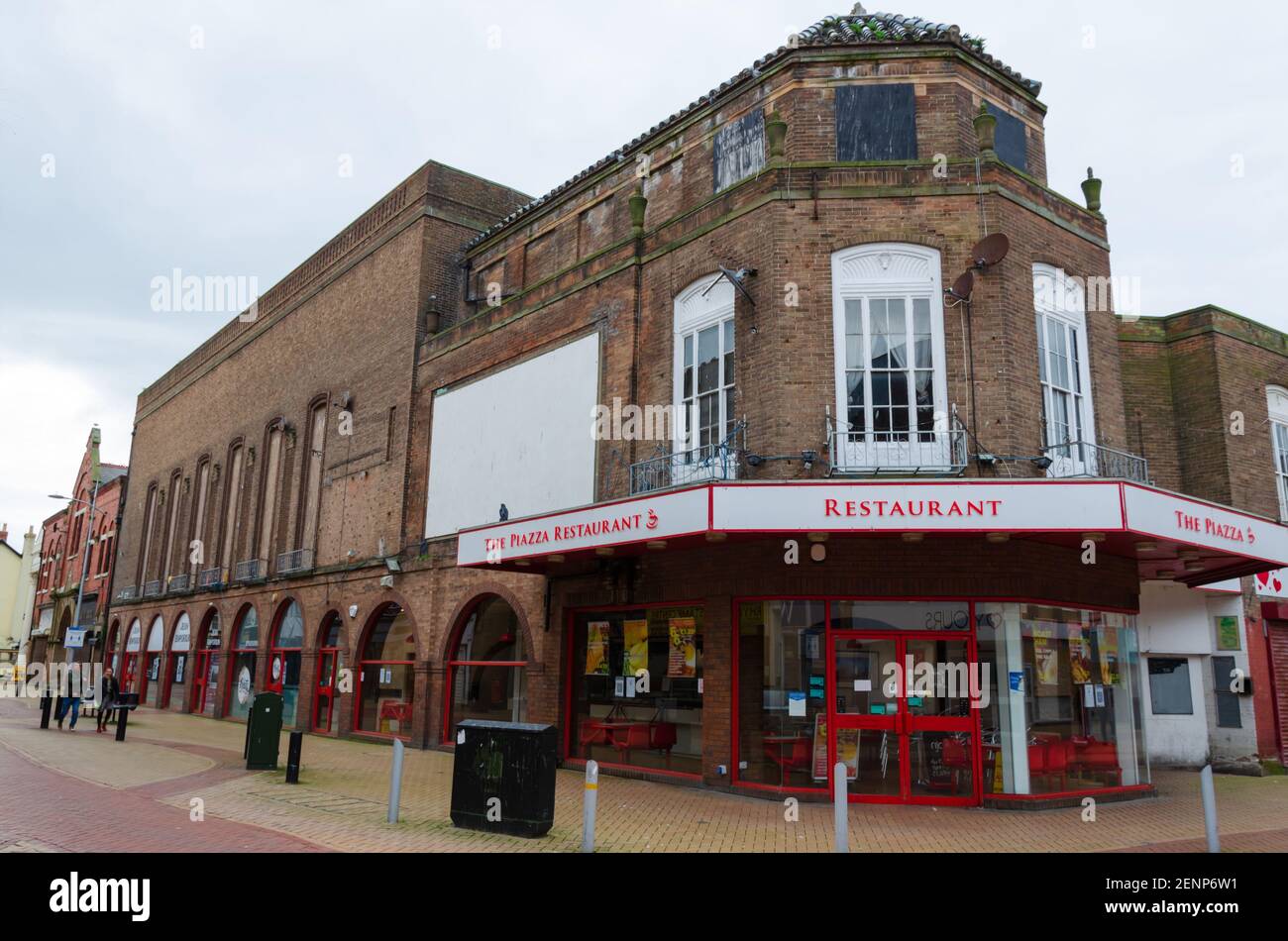 Rhyl, Denbighshire; UK: Feb 21, 2021: The Piazza restaurant is located ...