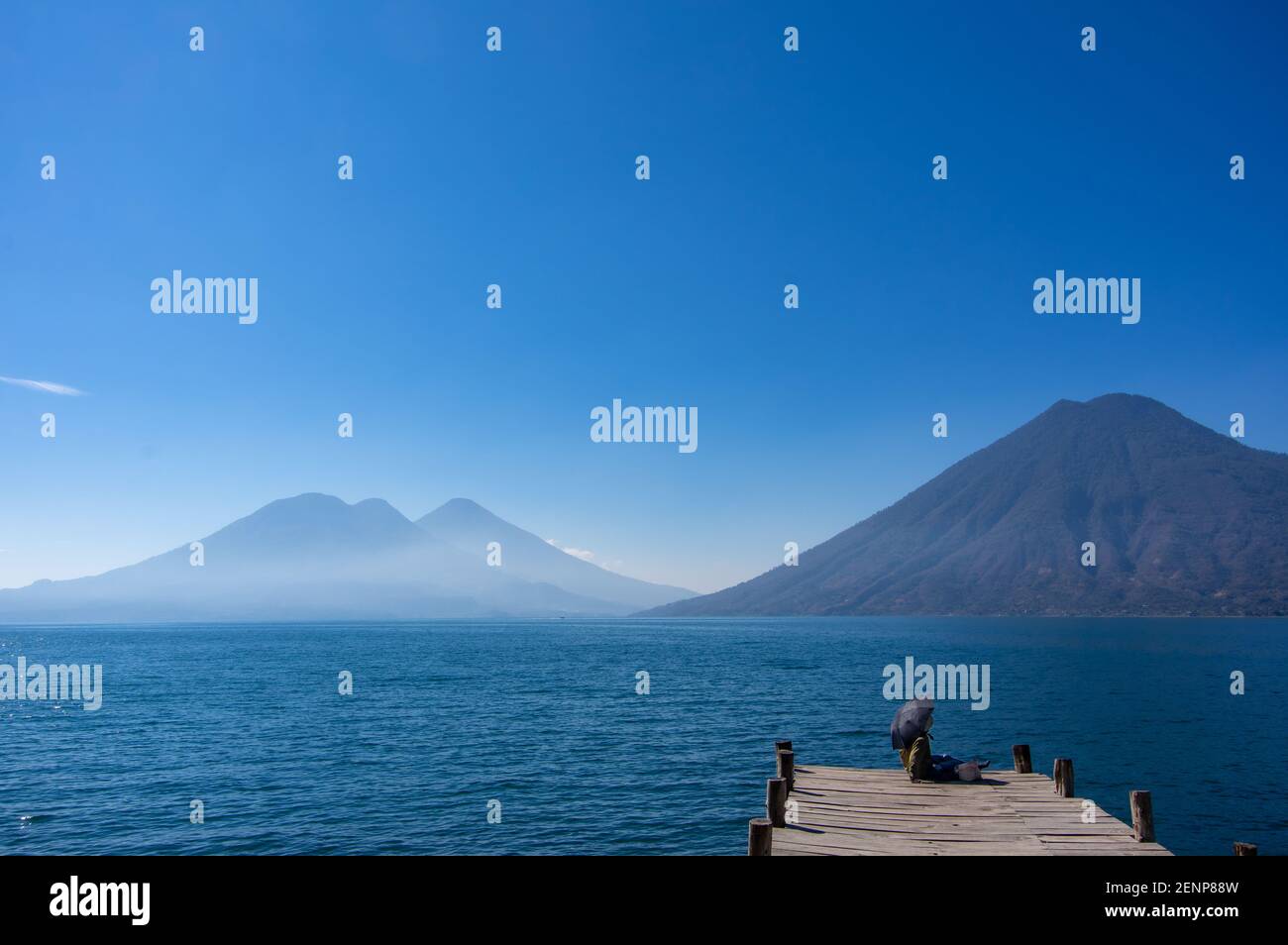 A view of Lake Atitlán / Lago de Atitlán from San Marcos, Guatemala ...