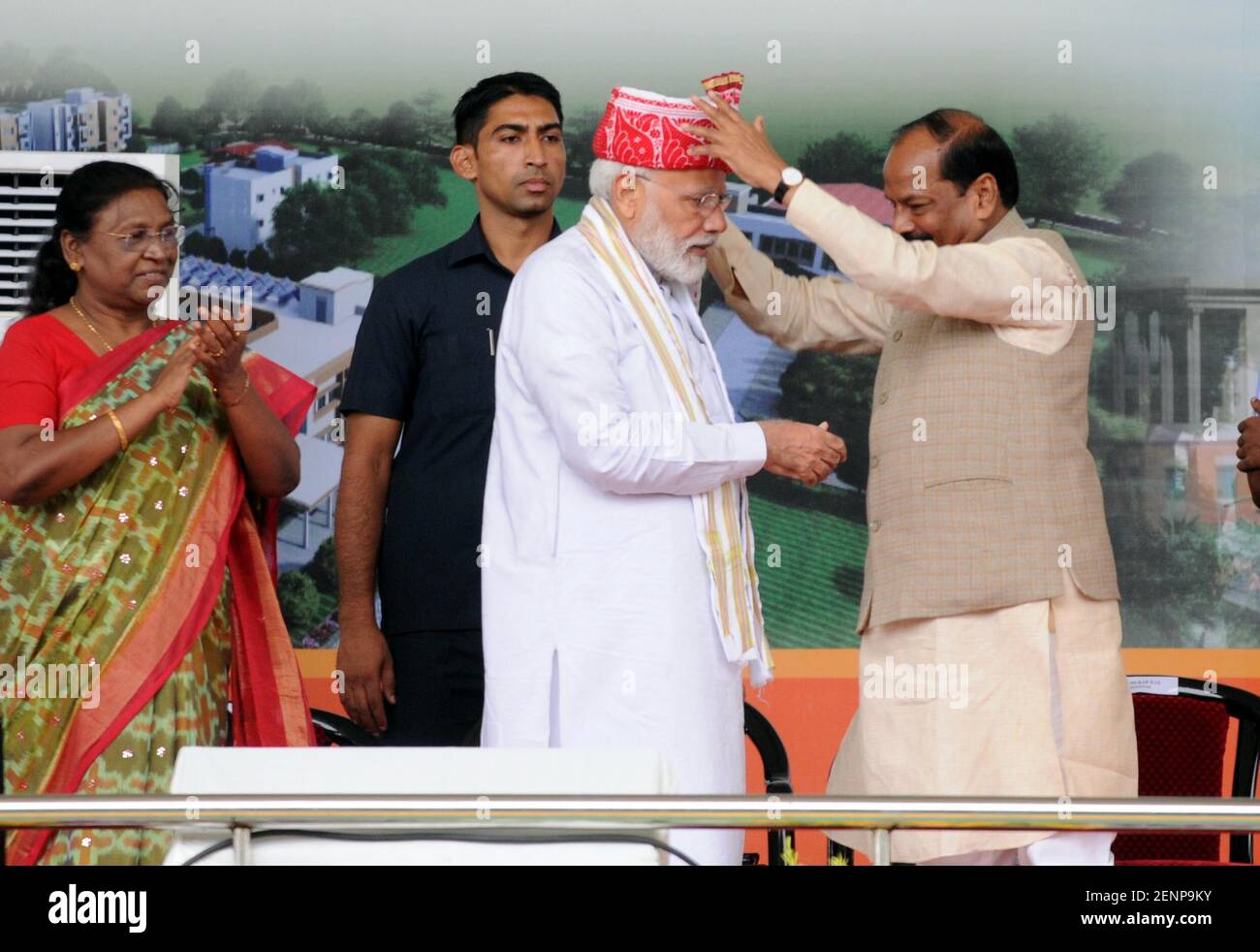 RANCHI, INDIA - SEPTEMBER 12: Chief Minister Raghubar Das felicitates ...