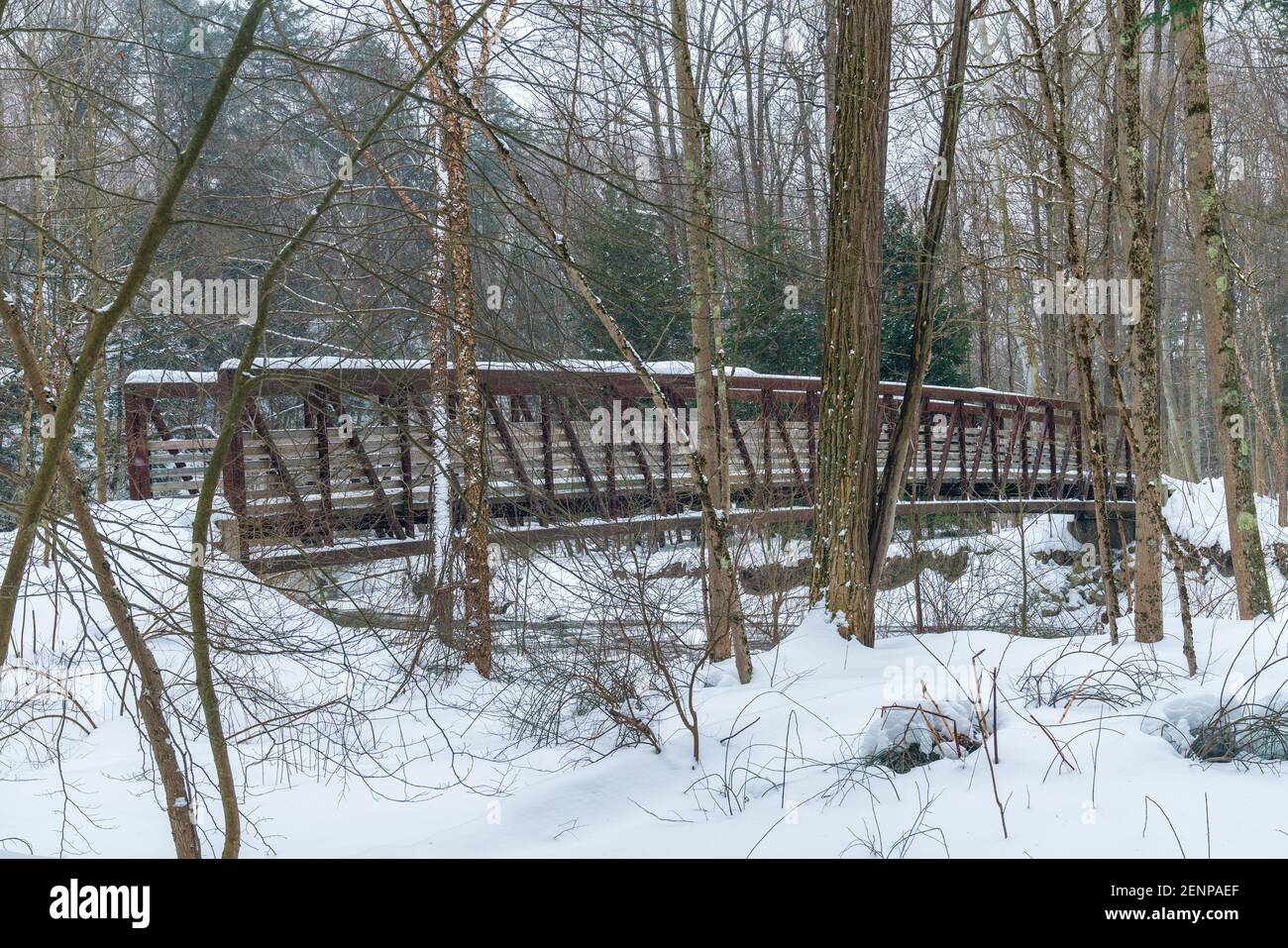 old railroad trestle bridge in snow Stock Photo - Alamy