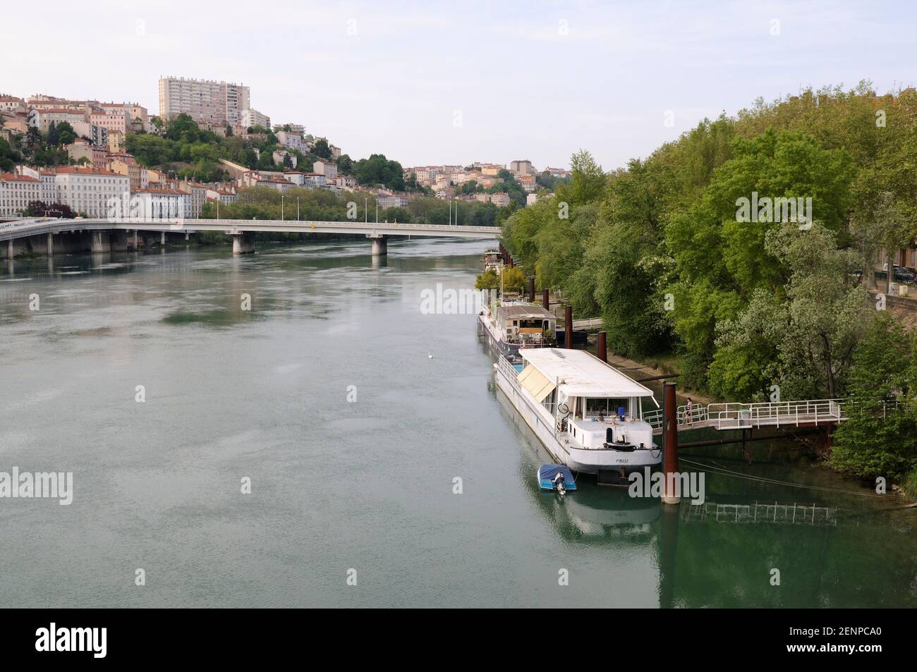 Barges on the shore of the Rhone River Stock Photo - Alamy