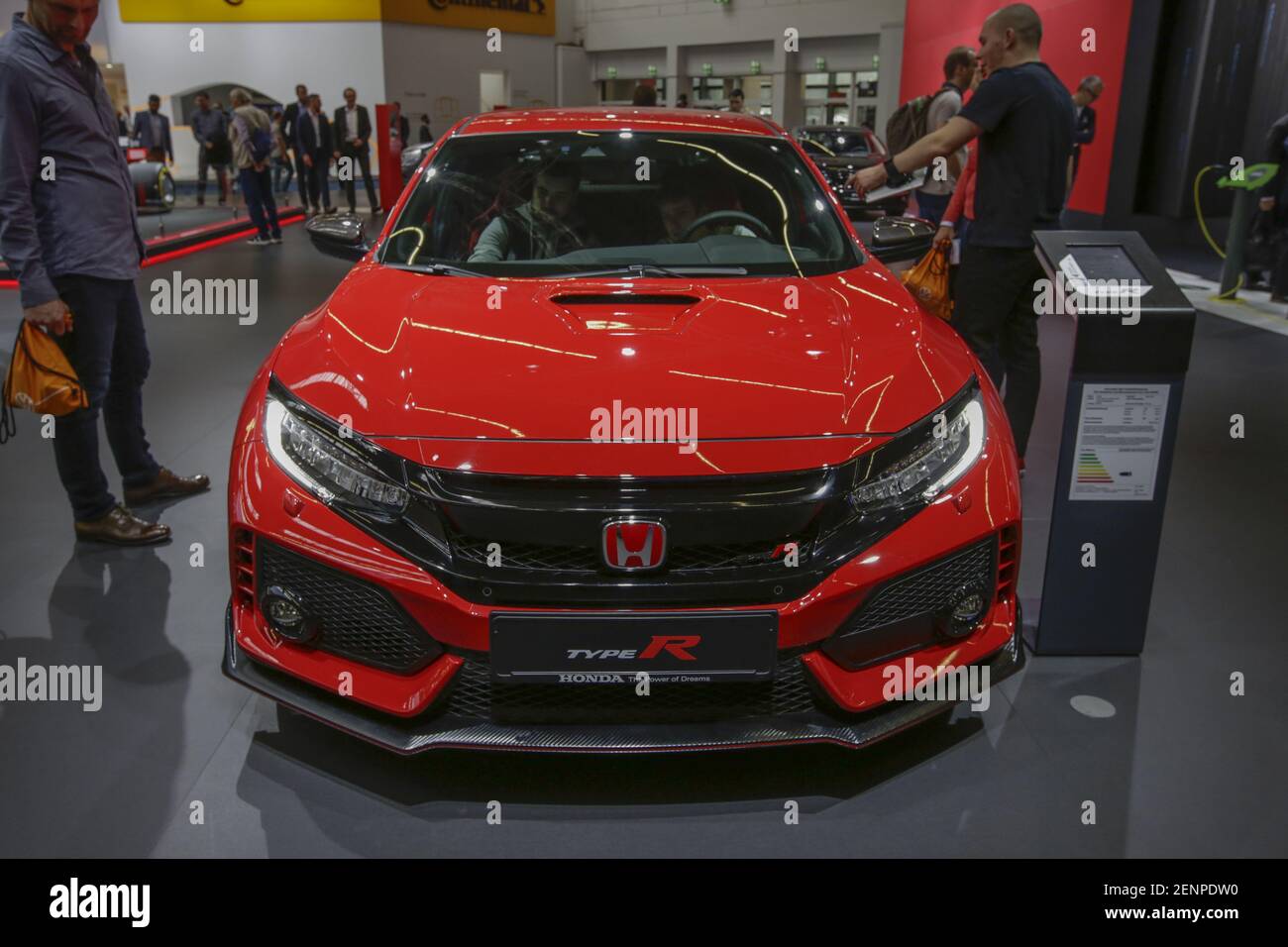 The Japanese car manufacturer Honda displays the Honda Civic Type R at ...