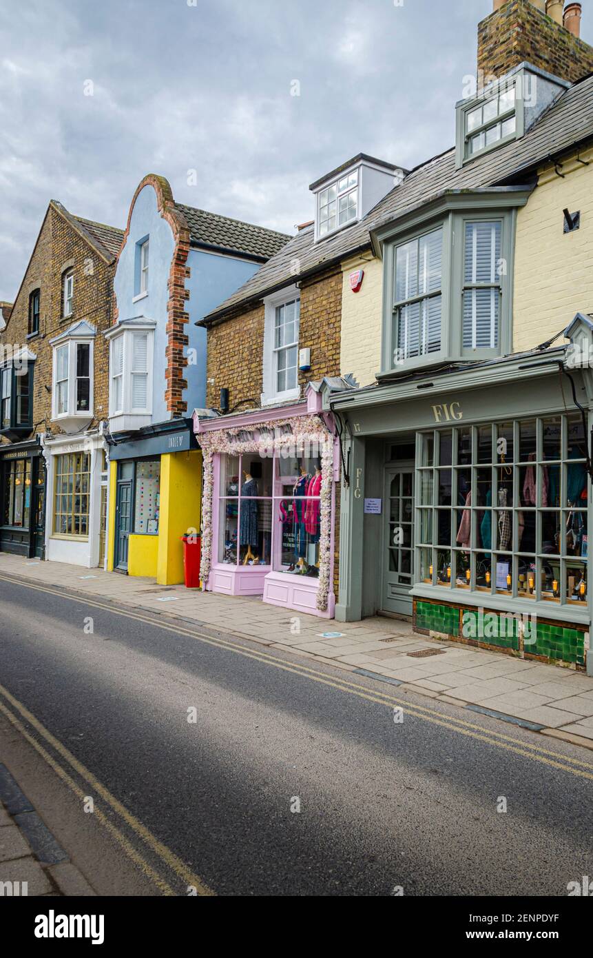 Whitsable, Kent, UK, February 2021 - Shops in Harbour Street in the ...