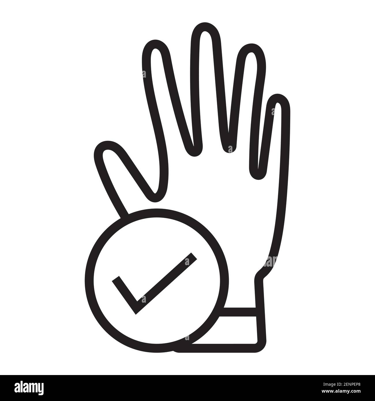 hand protection line art icon with gloves concept for apps or websites ...