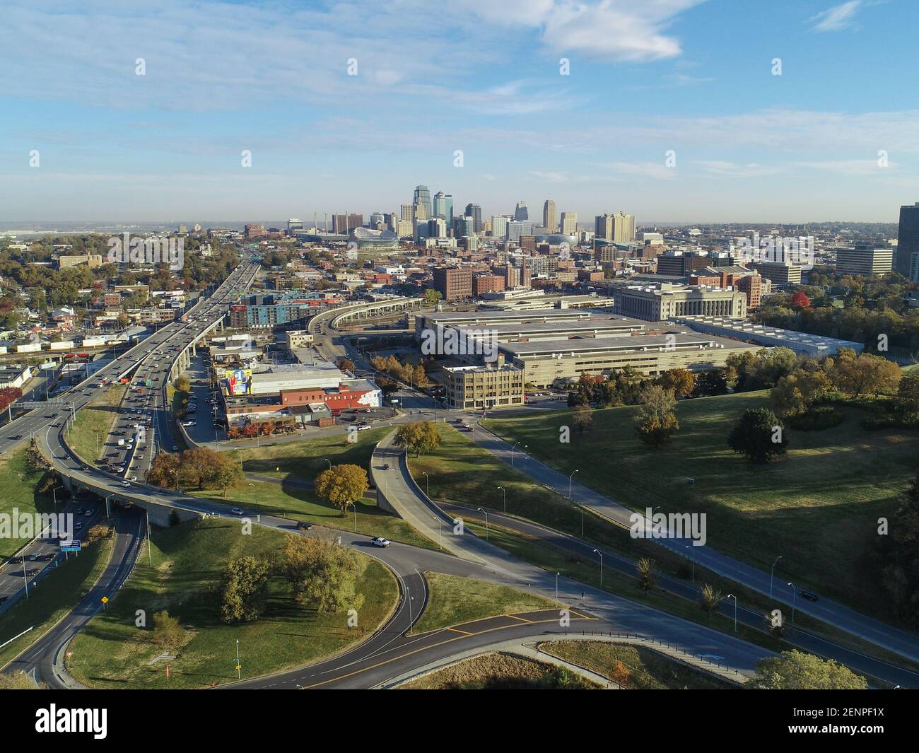 Aerial view of Downtown Kansas City, Missouri Stock Photo - Alamy