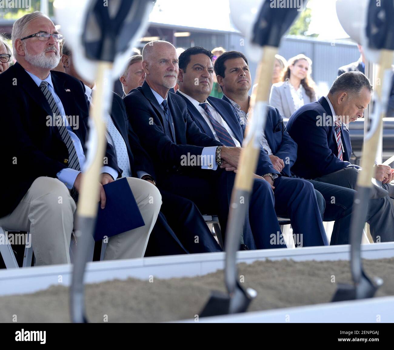 Groton Mayor Keith Hedrick, left, looks on during the ground-breaking ...