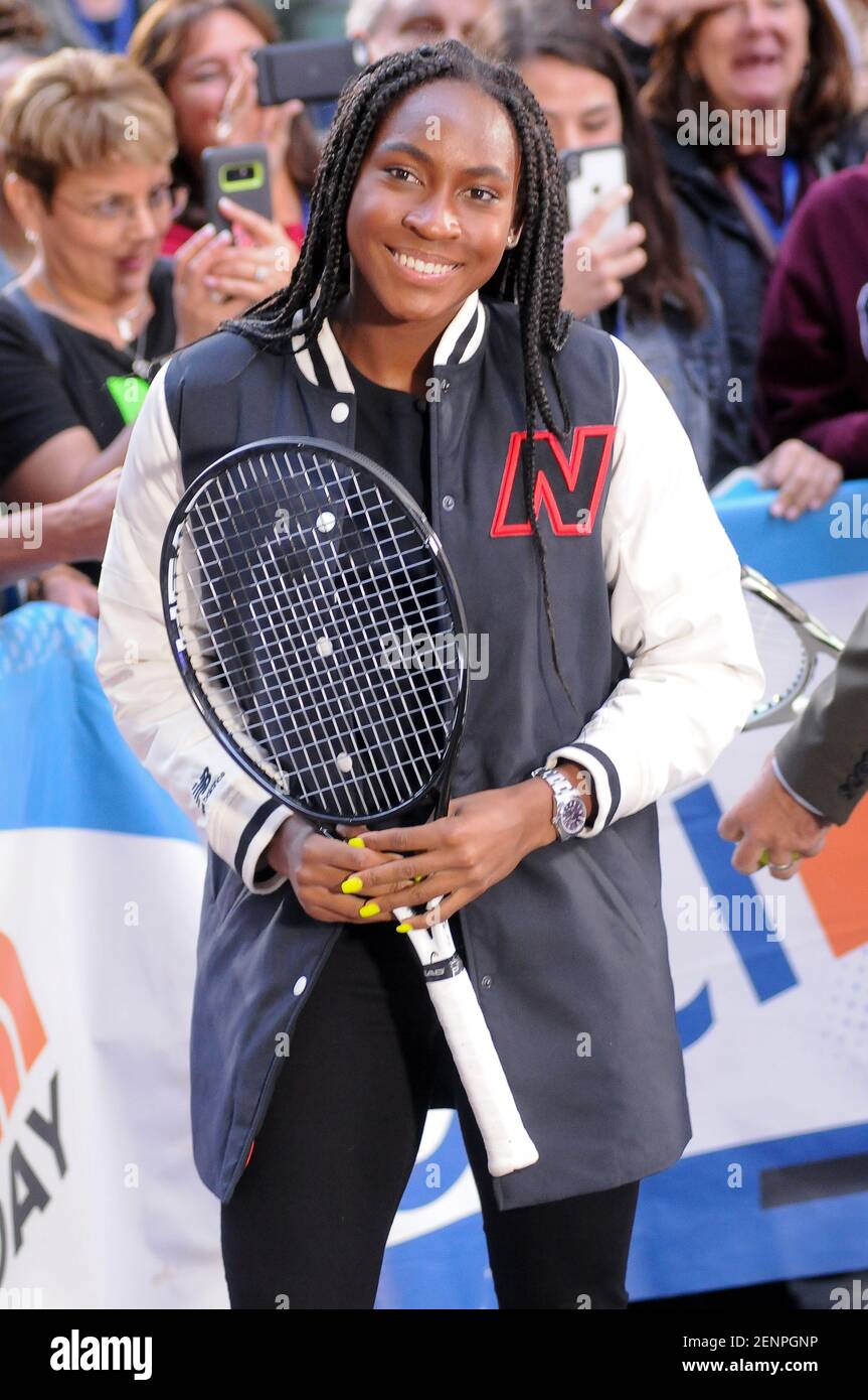 Coco Gauff is seen as Meghan Trainor performs at Rockefeller Center in ...