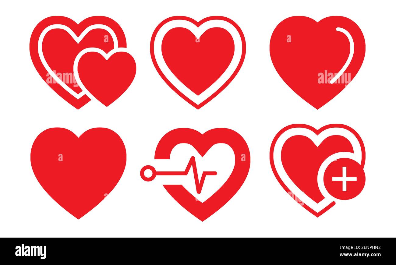 Flat vector icon a red heart shape, medicine or medical health care or ...