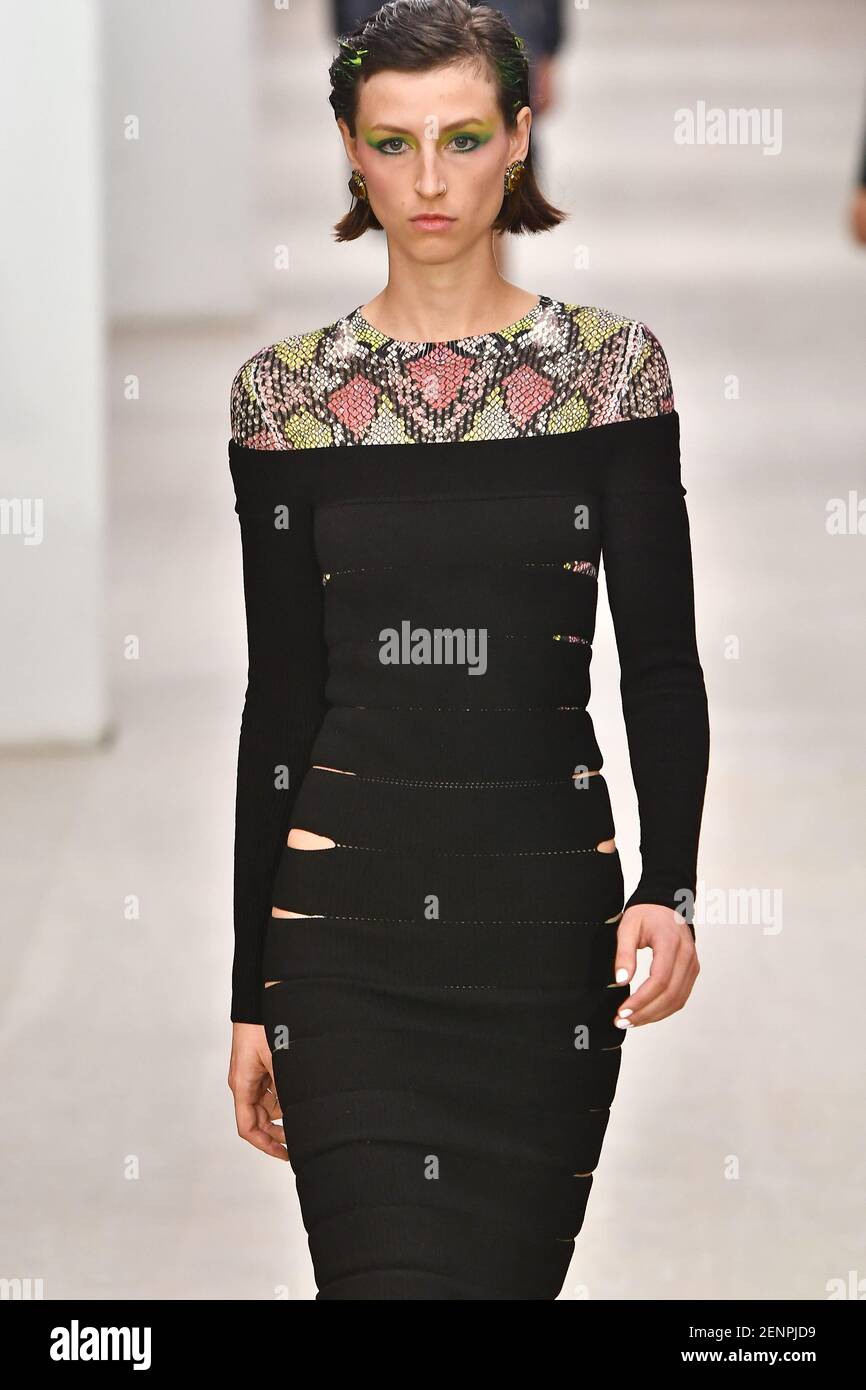 Model walking on the runway Mark Fast Fashion Show during London ...
