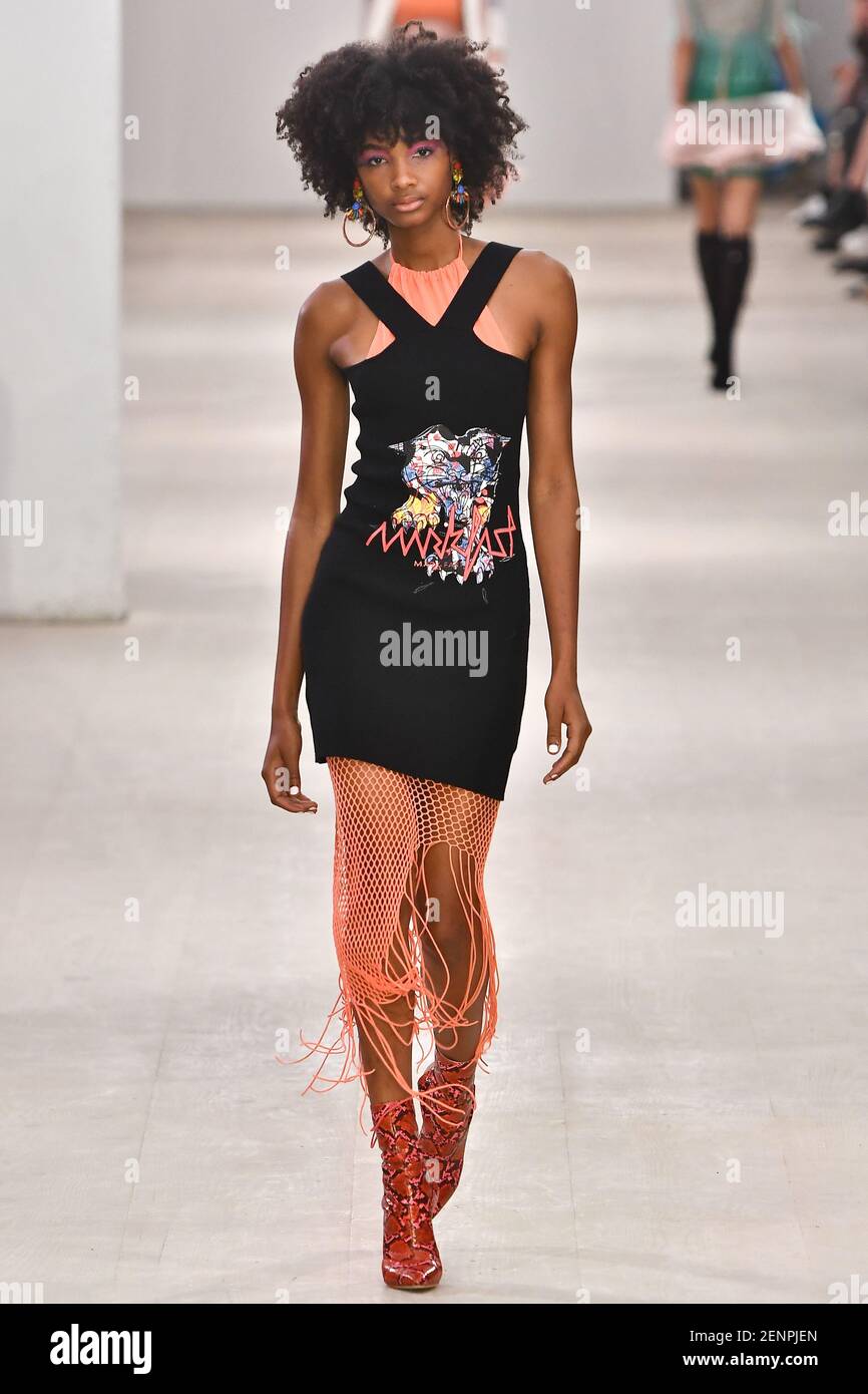 Model walking on the runway Mark Fast Fashion Show during London ...