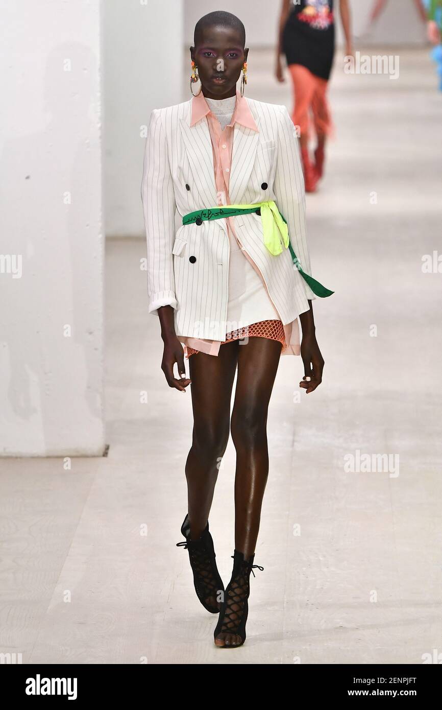 Model walking on the runway Mark Fast Fashion Show during London ...