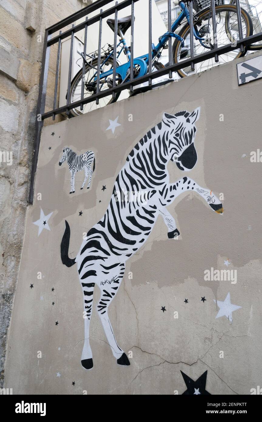 Zebra Wall, Paris, Île-de-France, France Stock Photo - Alamy
