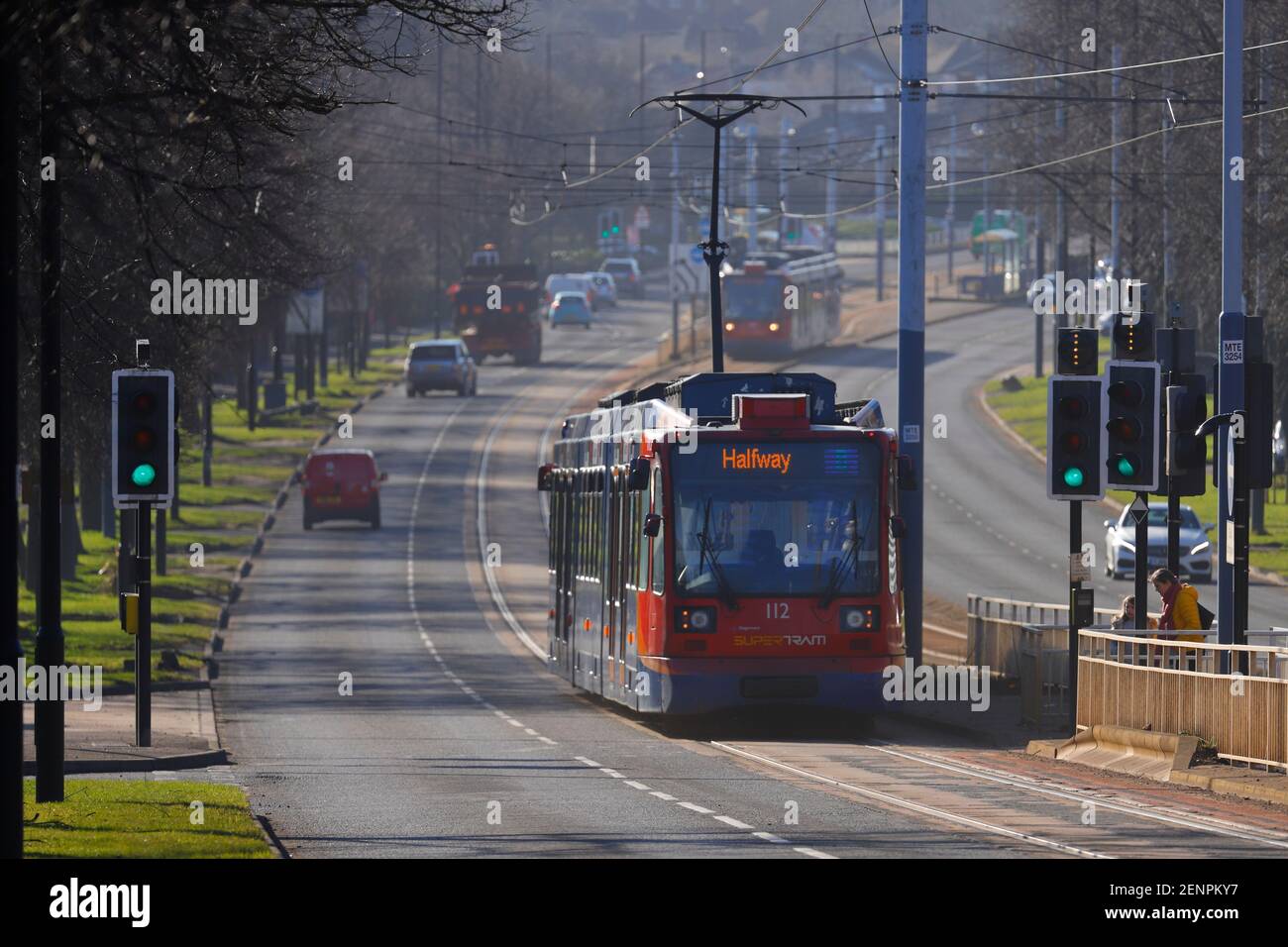 Super tram operating in Sheffield, South Yorkshire,UK Stock Photo - Alamy