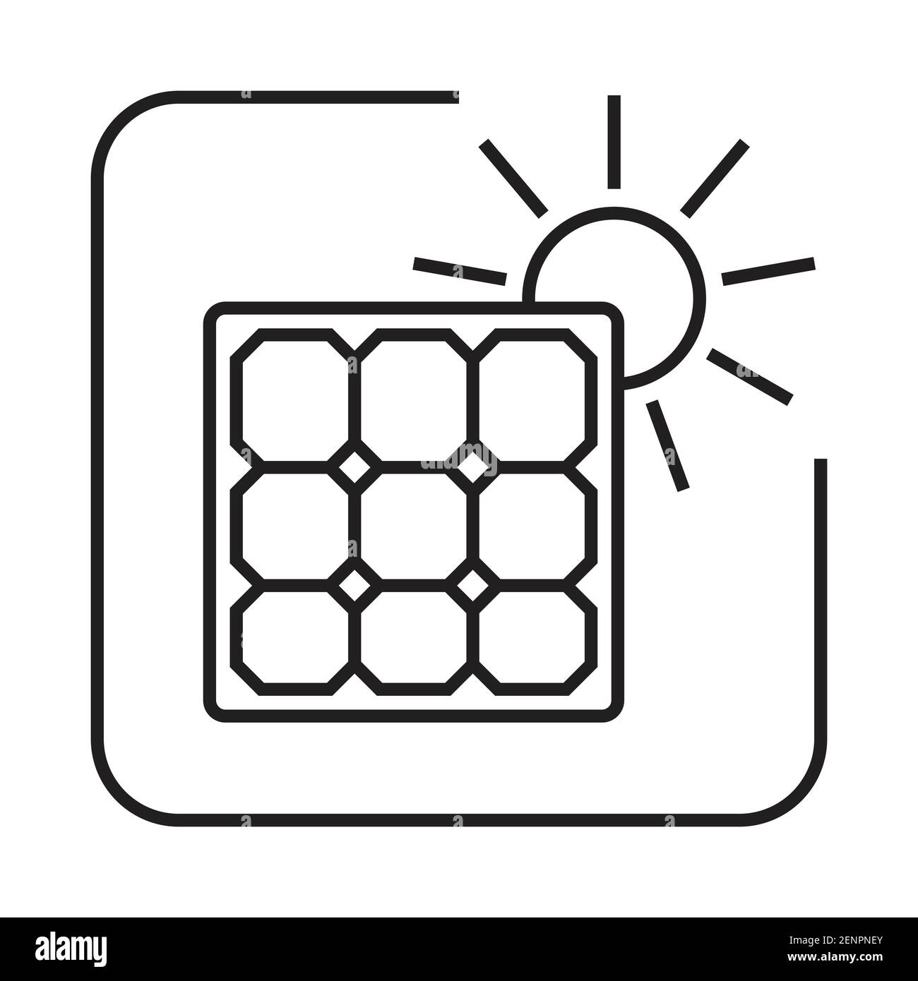 Line art icon a solar panel with sun for apps or website Stock Vector ...