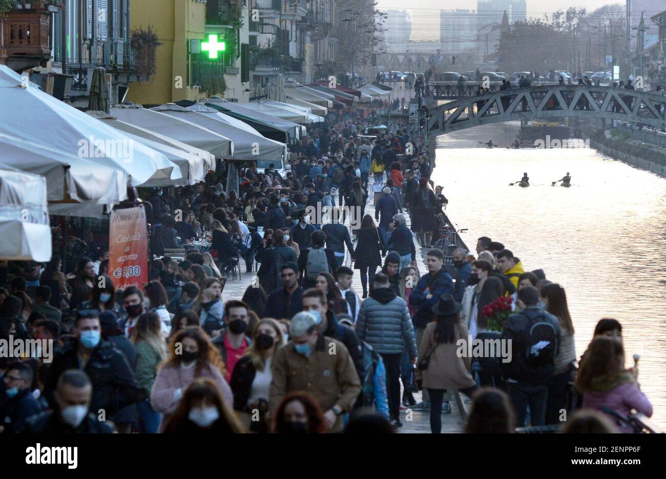 Milan, Italy. 26th Feb, 2021. Milan, Movida on the Naviglio Grande ...
