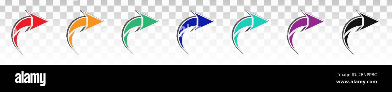 Flat colorful vector icon a arrows sign or next arrow symbol set on ...