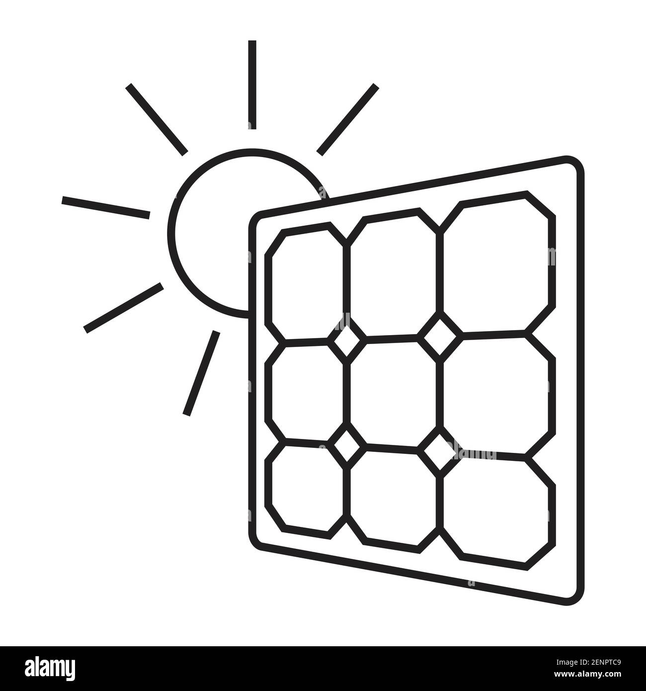 Line art vector icon a renewable energy solar panels for apps or ...