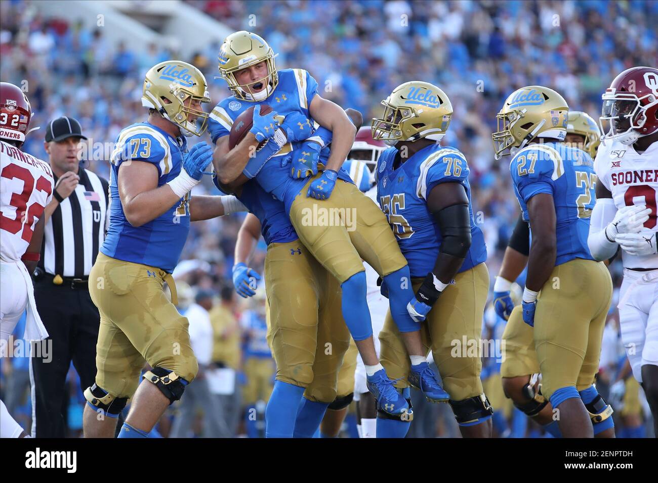September 14, 2019: UCLA Bruins wide receiver Kyle Philips (2) gets a ...