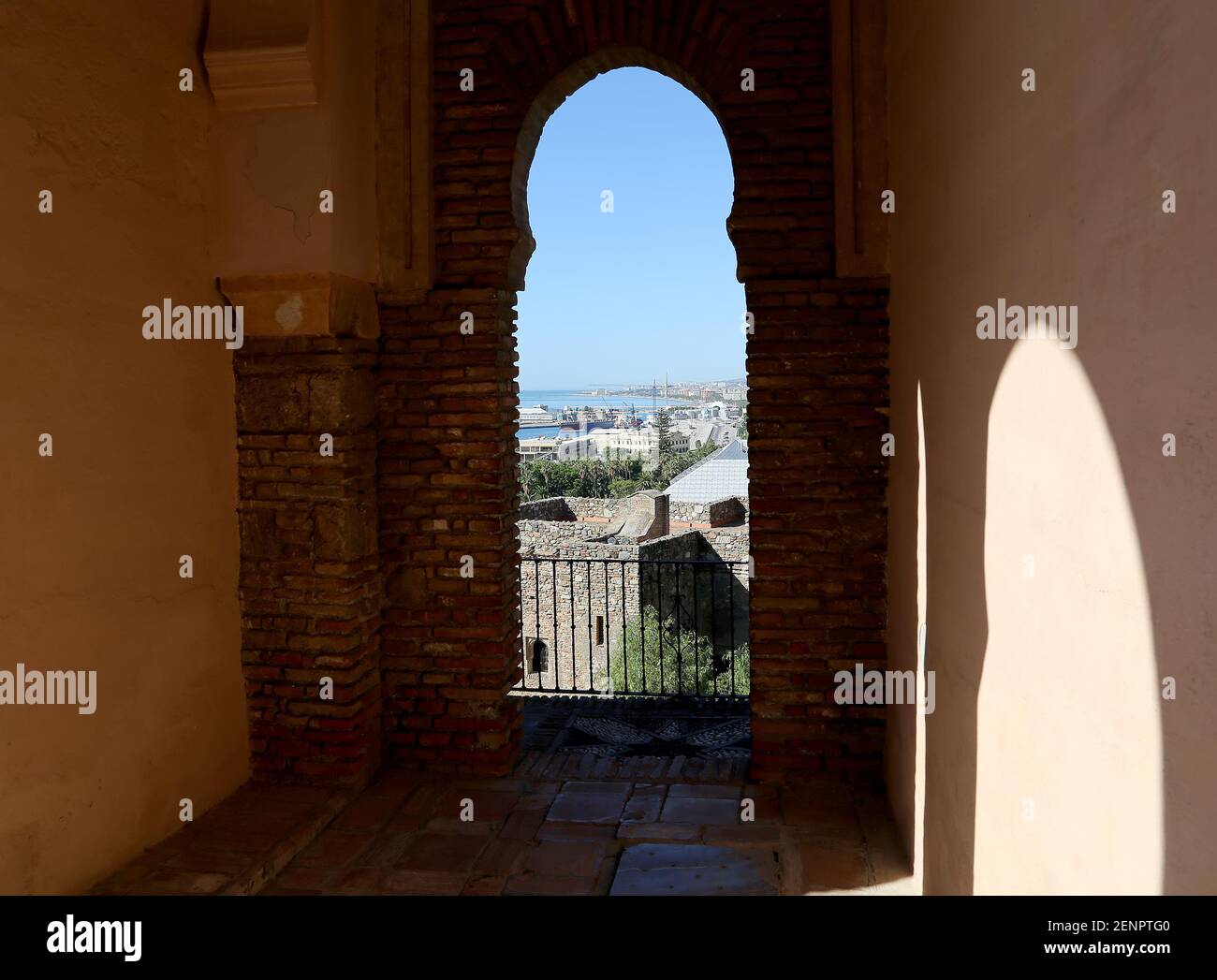 Alcazaba castle on Gibralfaro mountain. Malaga, Andalusia, Spain. The ...