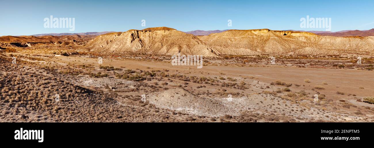Wide landscape of the Tabernas desert Almeria Spain Nature Adventure ...