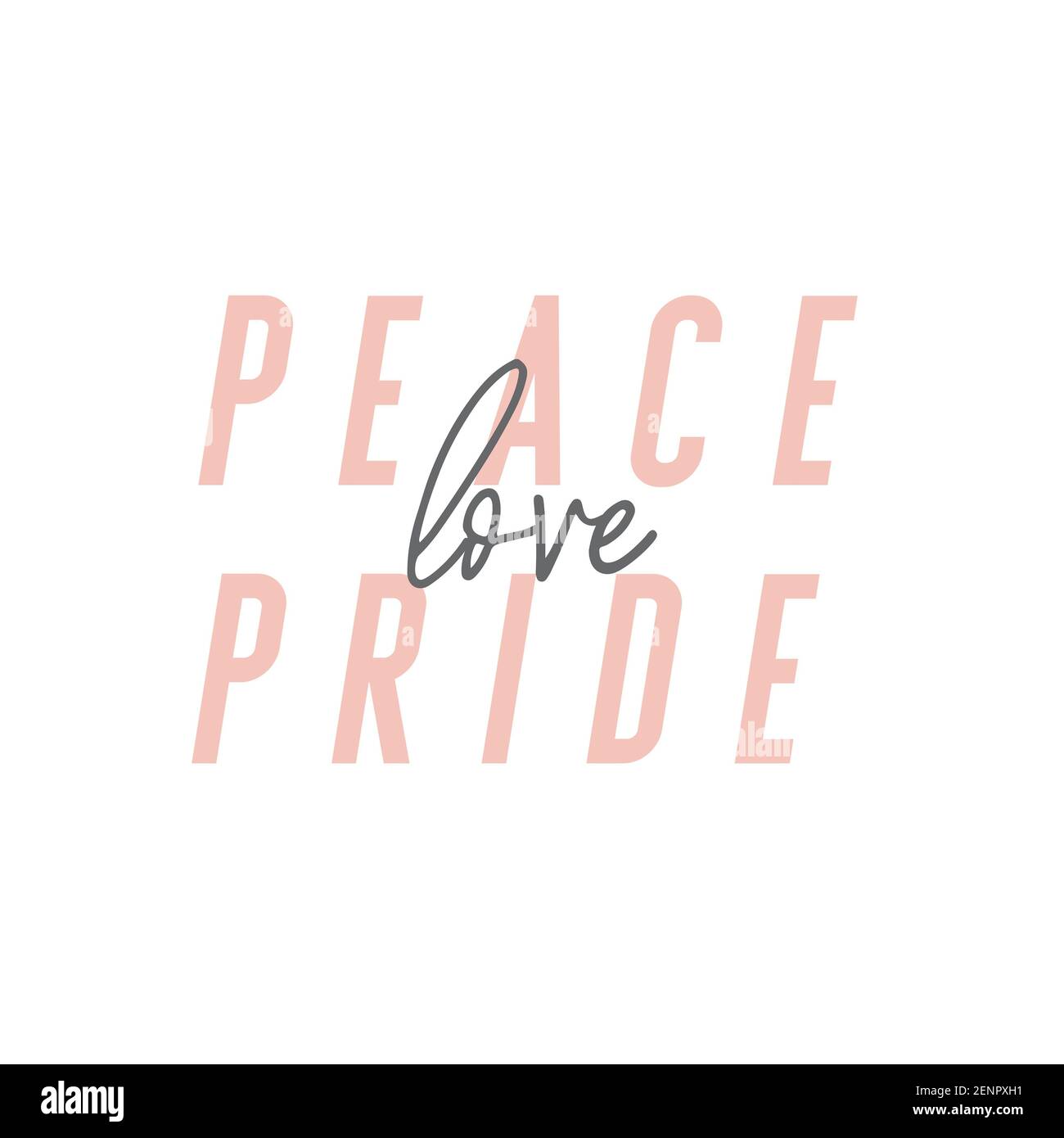 Peace love pride modern inspirational quote in pink and black Stock ...