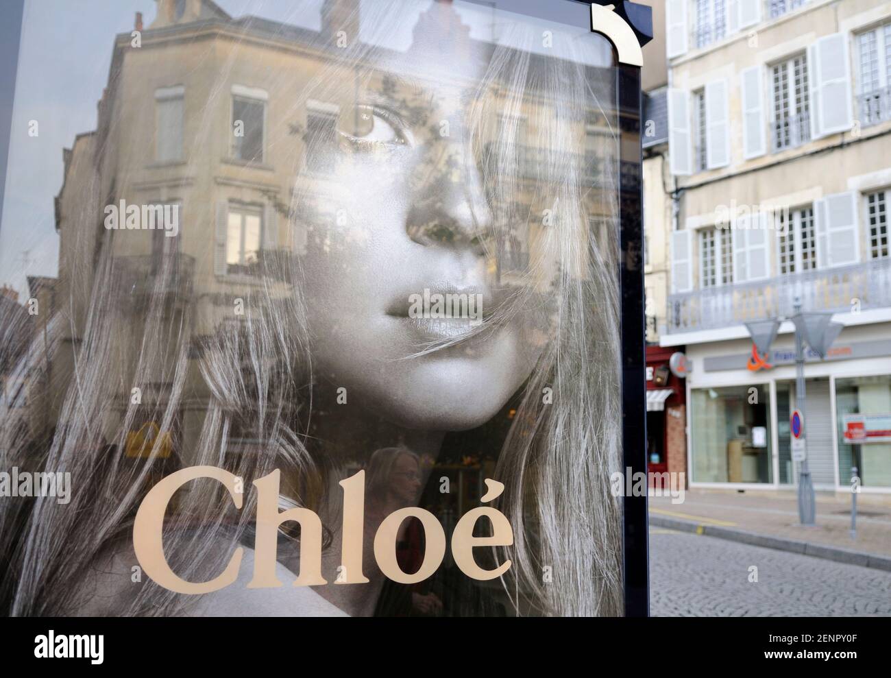 Chloe poster, Nevers, Nièvre, Burgundy, France Stock Photo - Alamy