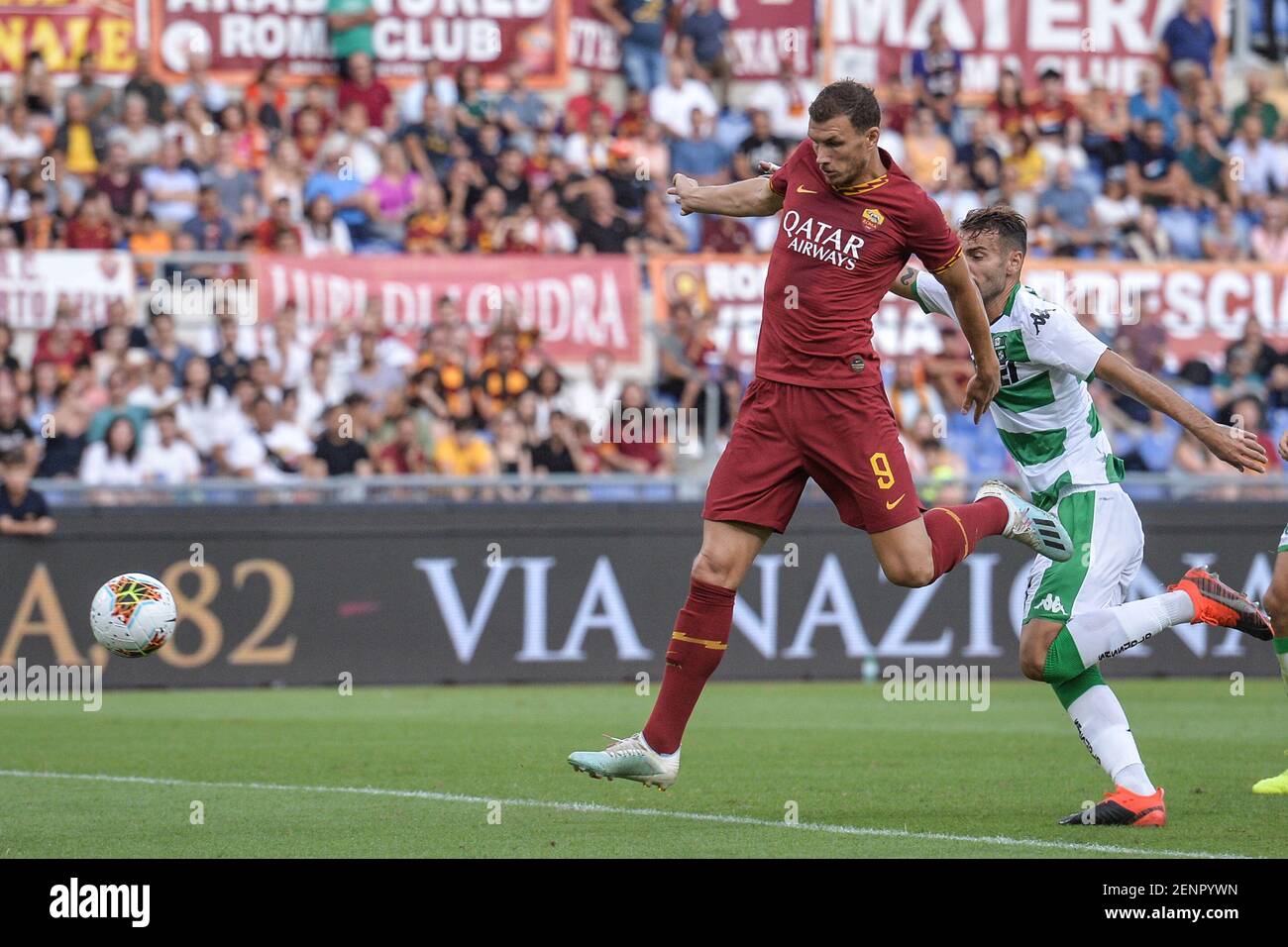 Edin Dzeko Roma scores a goal. Roma 15-09-2019 Stadio Olimpico Football ...